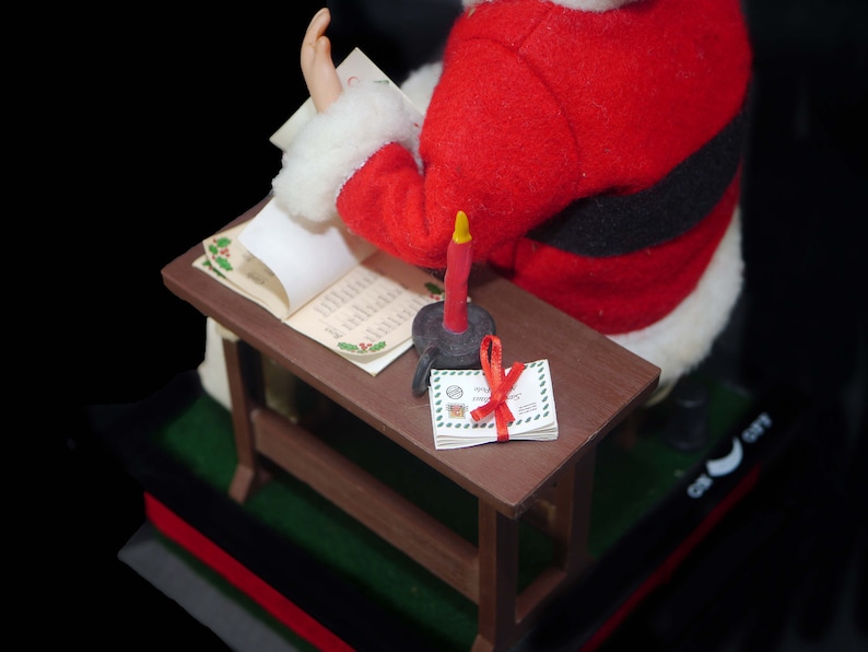 Vintage Dear Santa Musical Christmas Figurine Music Box. Santa Checks ...