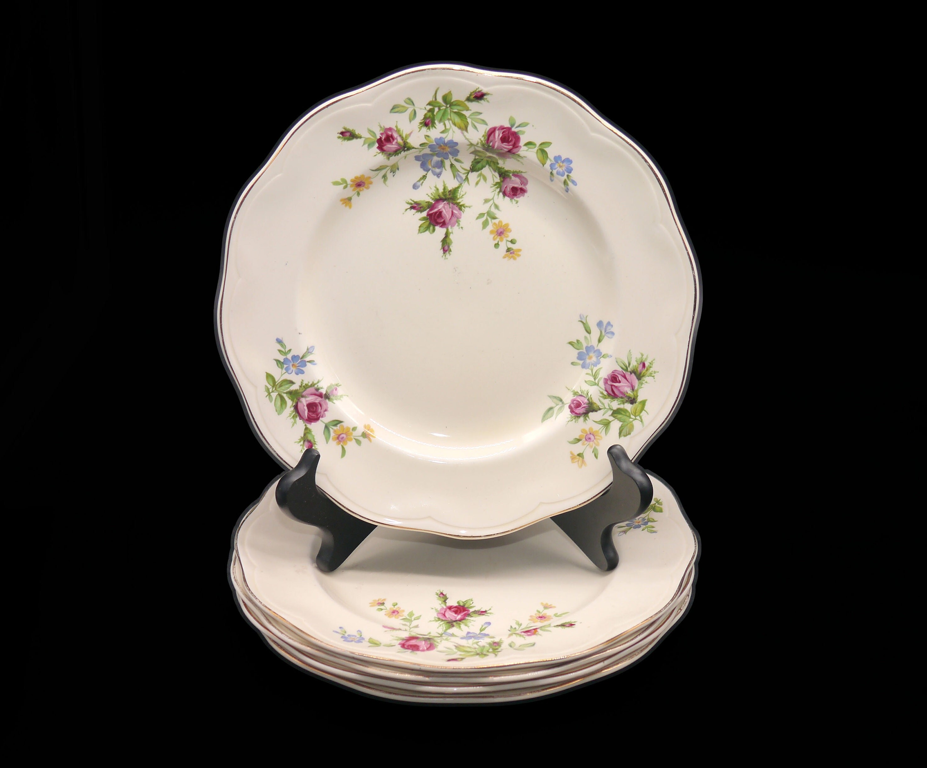 Five British Anchor Pottery BRA5 | Regency dinner plates made in England.