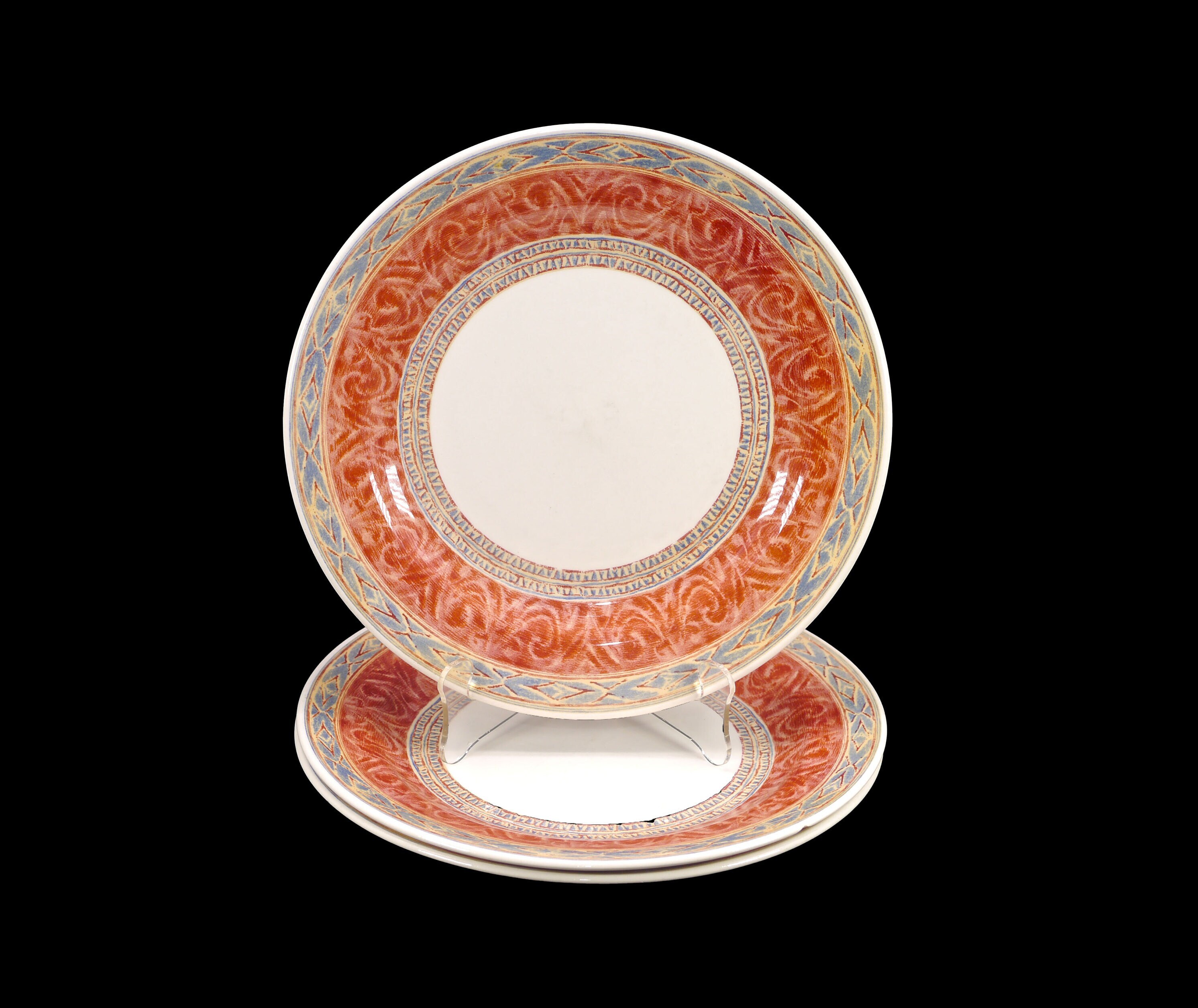 Three Churchill China Zarand dinner plates. Jeff Banks Ports of Call ...