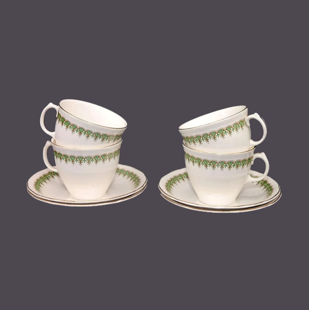 Vintage Portland Pottery Art Deco Cup and Saucer Set: Green Laurel ...