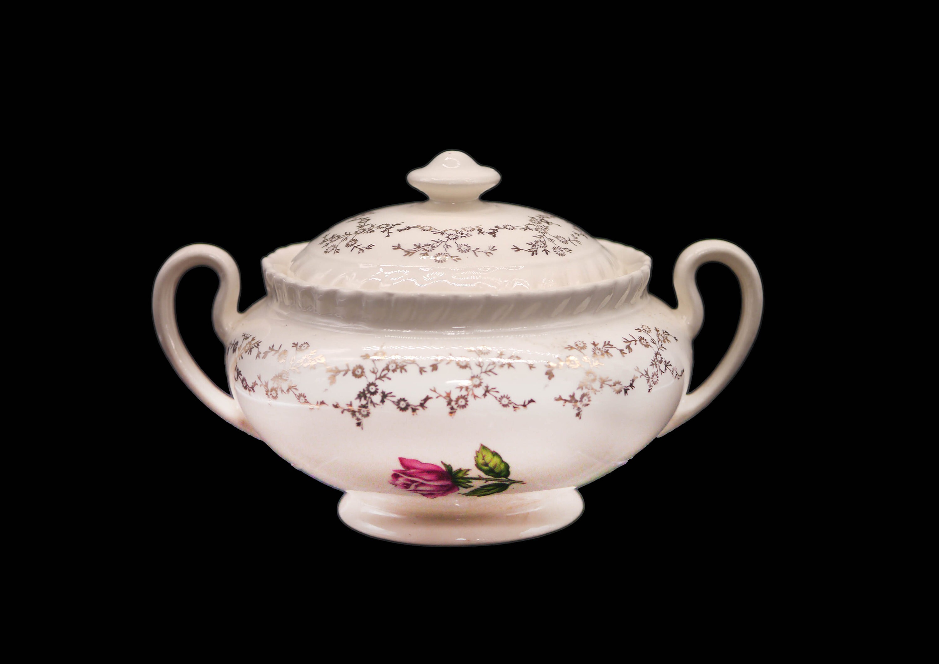 British Empire Ware Sovereign Potters Rosebud covered sugar bowl ...