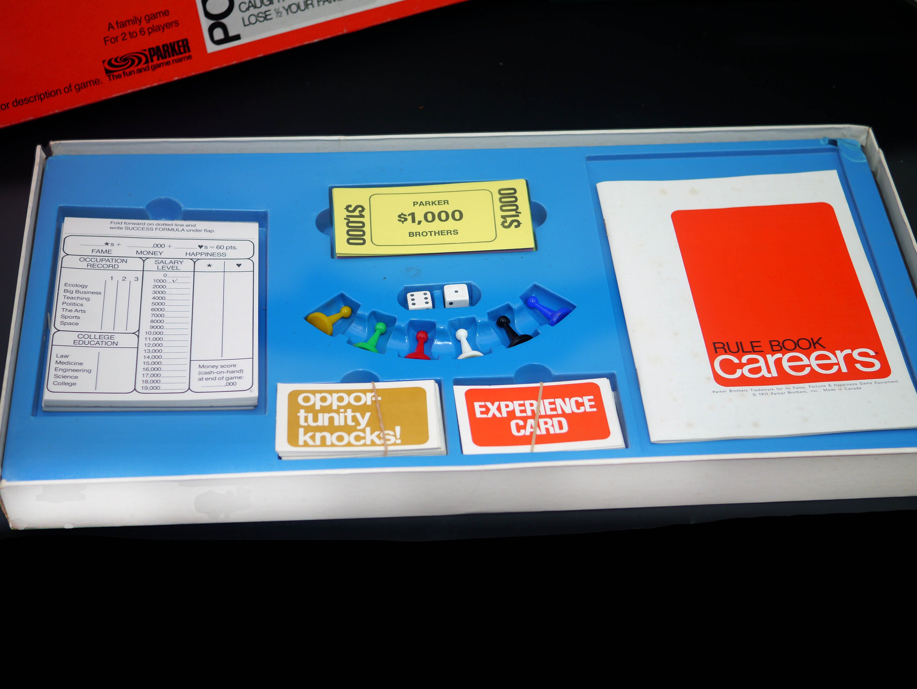 Careers board game published by Parker Brothers. Made in Canada. Complete.