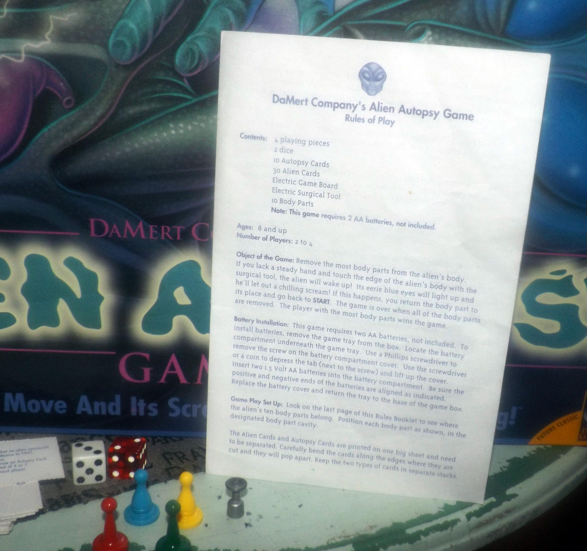 Vintage (1996) Alien Autopsy board game published by boutique gamehouse ...