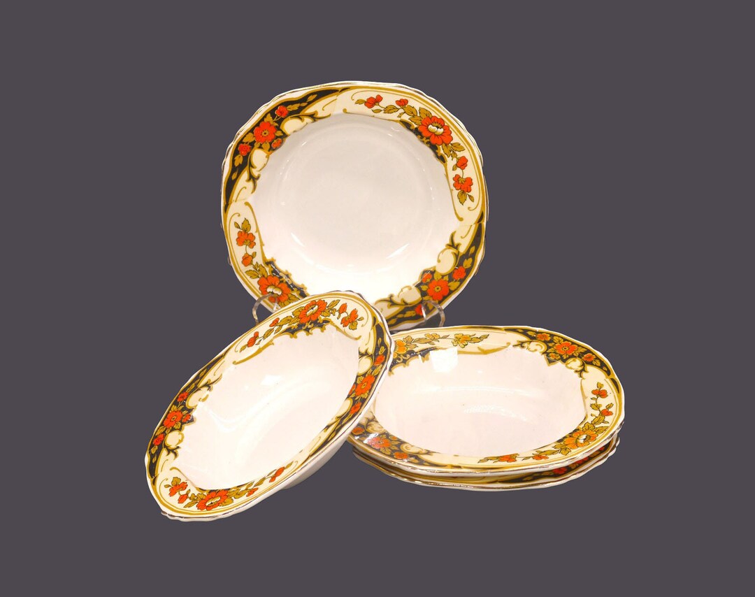 Four Art-deco Era Alfred Meakin Dunkirk Rimmed Fruit Nappies, Dessert ...