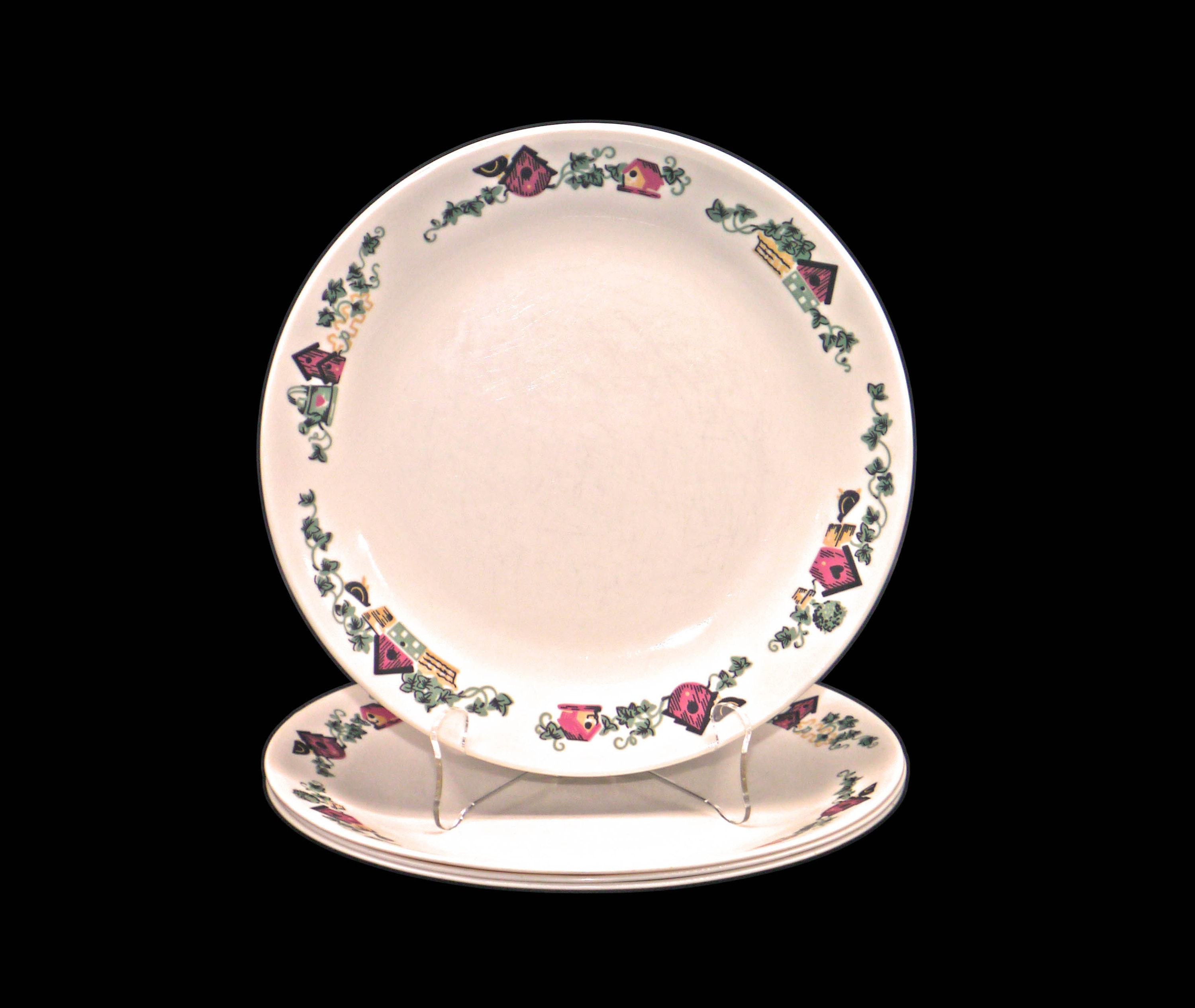 Four Corelle Corningware Garden Home dinner plates made in the USA.