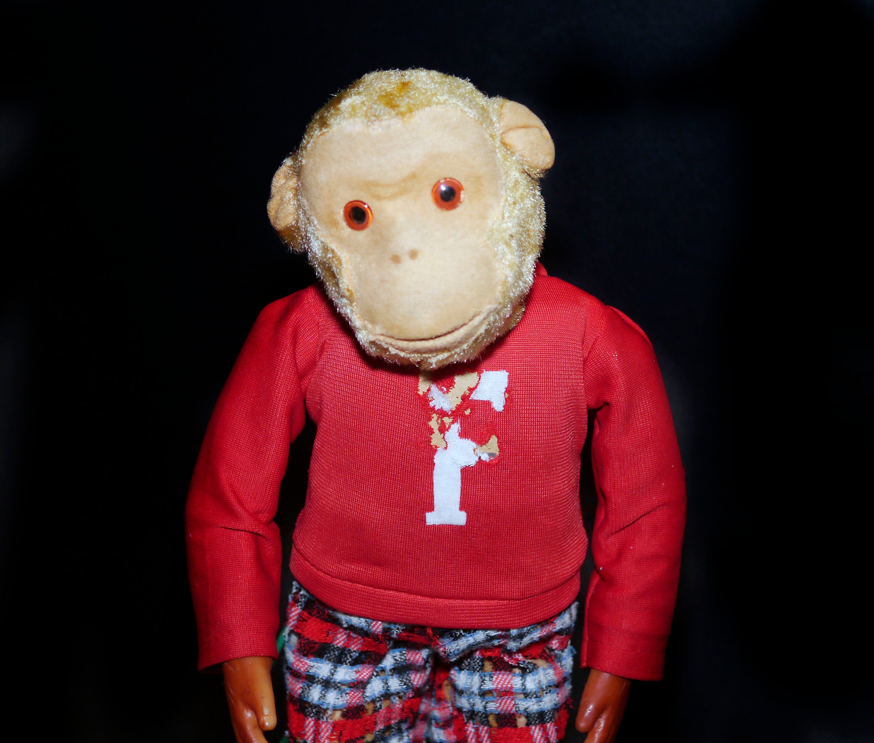 Mid-century Frankie the Roller Skating Monkey. Remote-controlled tin ...