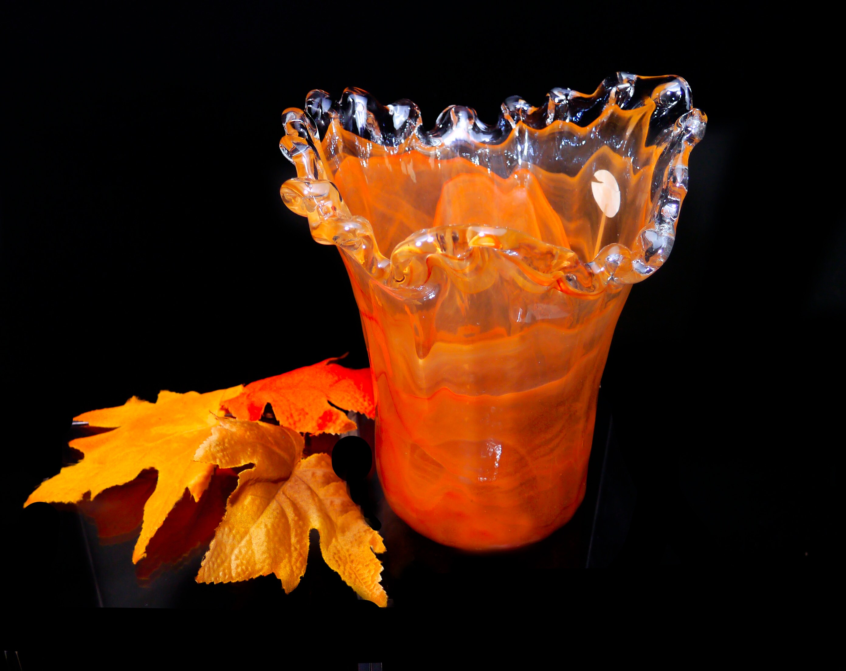 Vases Vintage Peach Murano Peach Art Glass Flower Bowl Lavorazione Vase ...