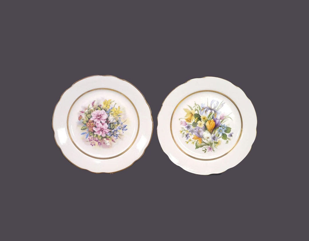 Pair of AJL Giftware Flowers of the Season Porcelain Plates Made in ...