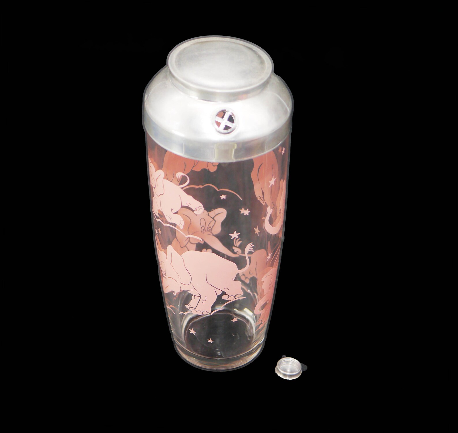Hazel Atlas Pink Elephant Glass Cocktail Martini Shaker Mixer. - Etsy