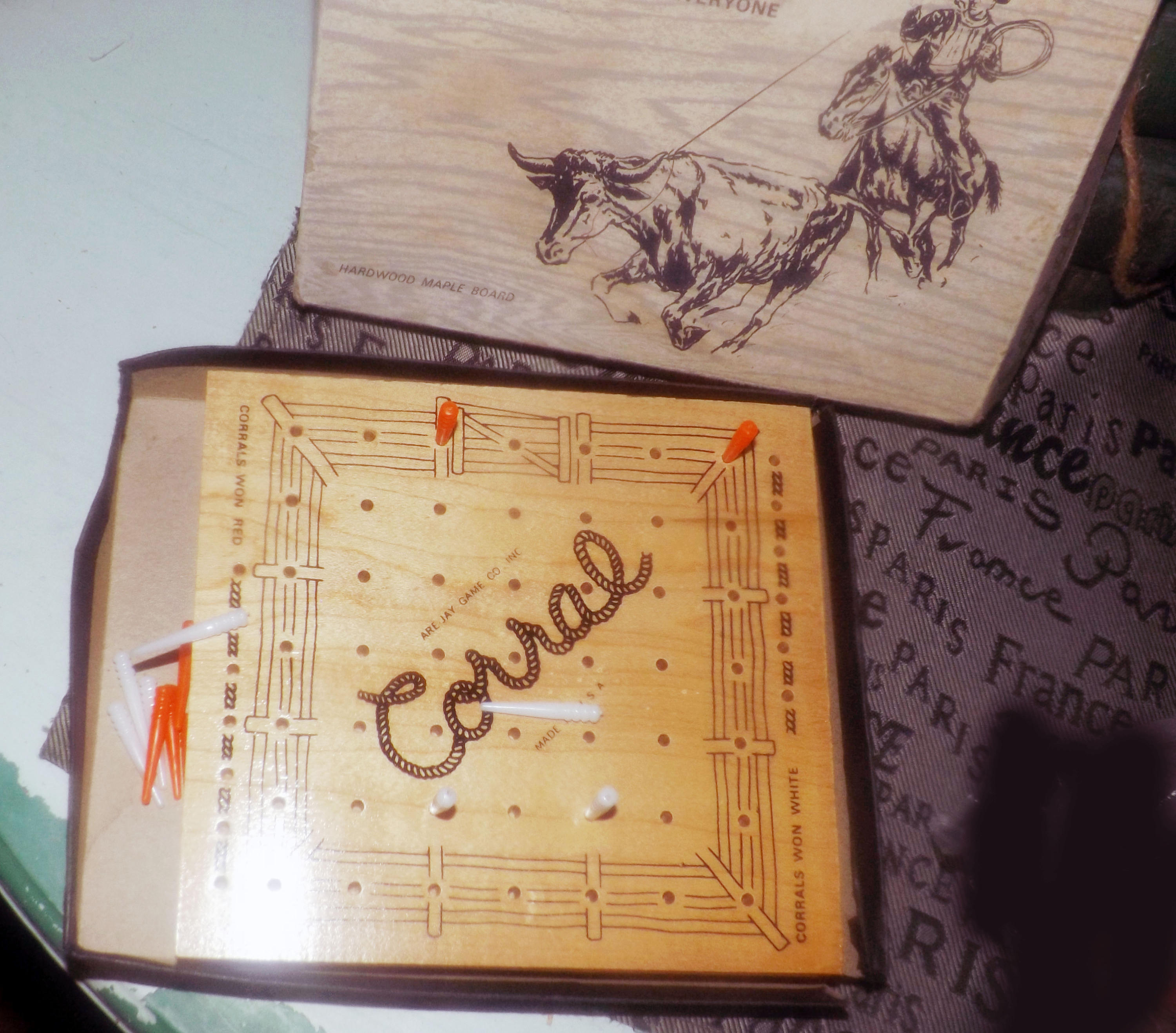 Early mid-century (c. late 1940s) Corral peg board game made in the USA ...