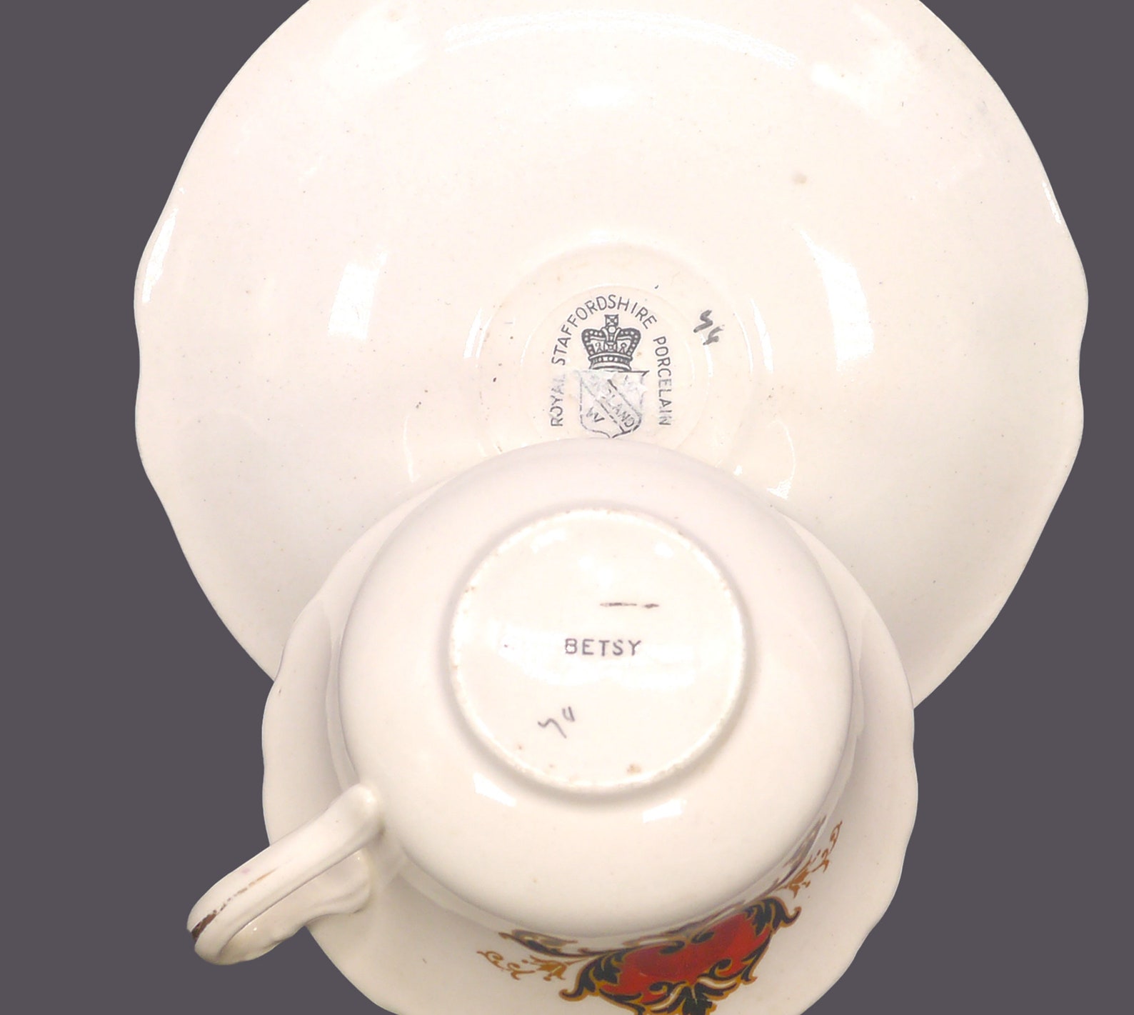 Vintage Royal Staffordshire Betsy Art-deco Cup and Saucer Set Made in ...