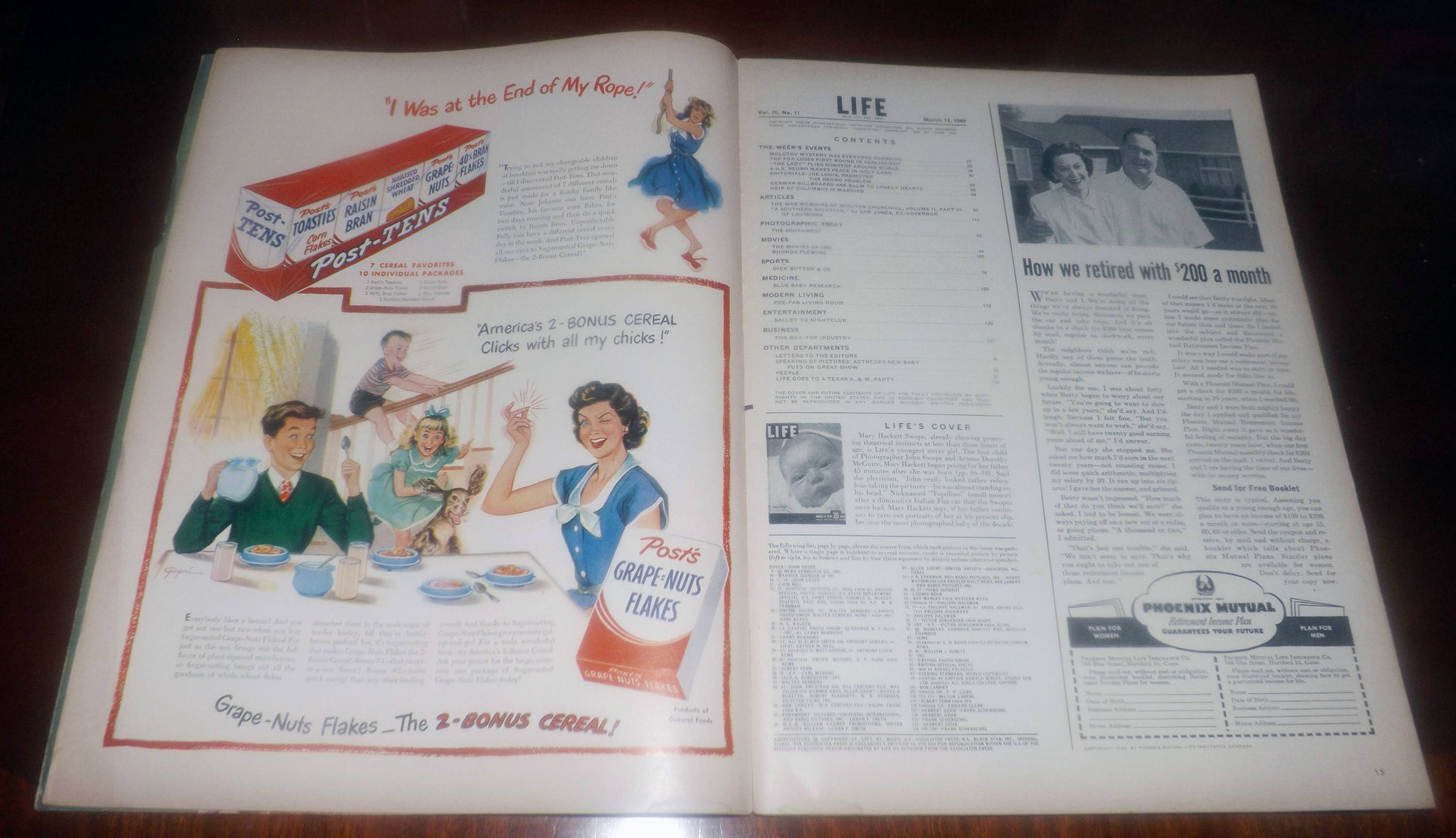 Mid-century (March 14, 1949) Life Magazine. Dorothy McGuire's baby ...