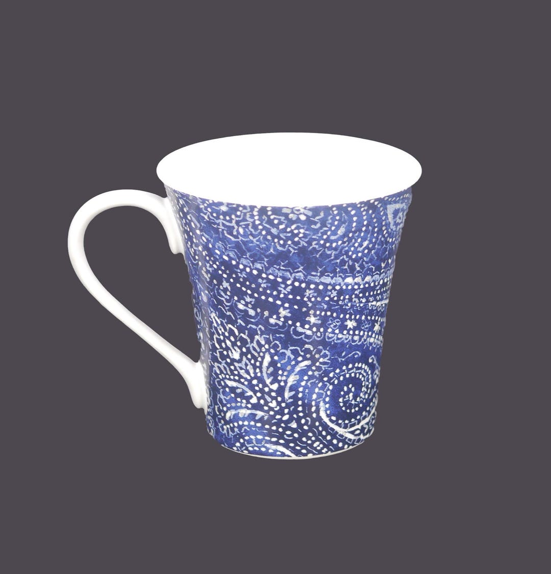 Vintage 222 Fifth Levi Blue Blue-and-white Denim Toile Tea Mug. - Etsy