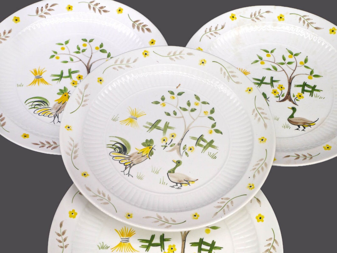 Vintage William Adams Good Morning Rooster Salad Plates, Set of 4 ...