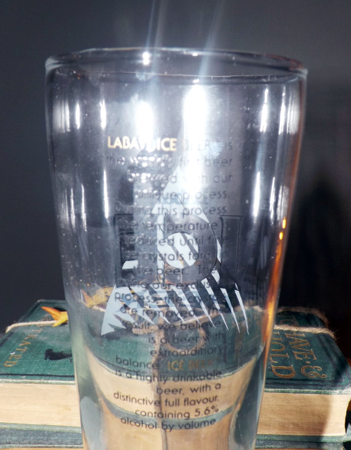 Vintage (1980s) Labatt Ice Beer pilsner glass. Etched-glass logo ...