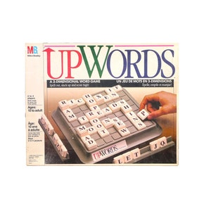 Vintage Upwords 3D Scrabble Board Game. Milton Bradley 1989. Complete ...