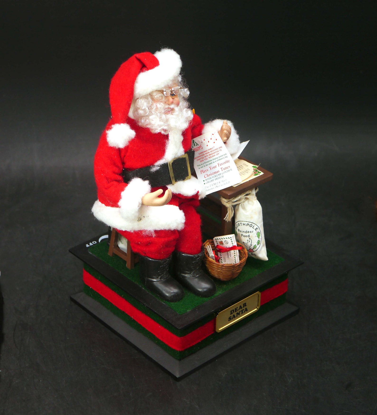 Vintage Dear Santa Musical Christmas Figurine Music Box. Santa Checks ...