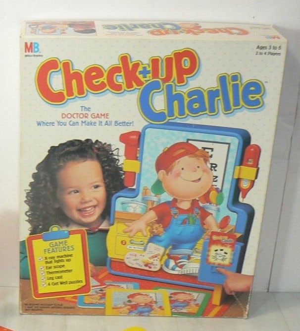 Check-Up Charlie board game published by Milton Bradley. Complete.