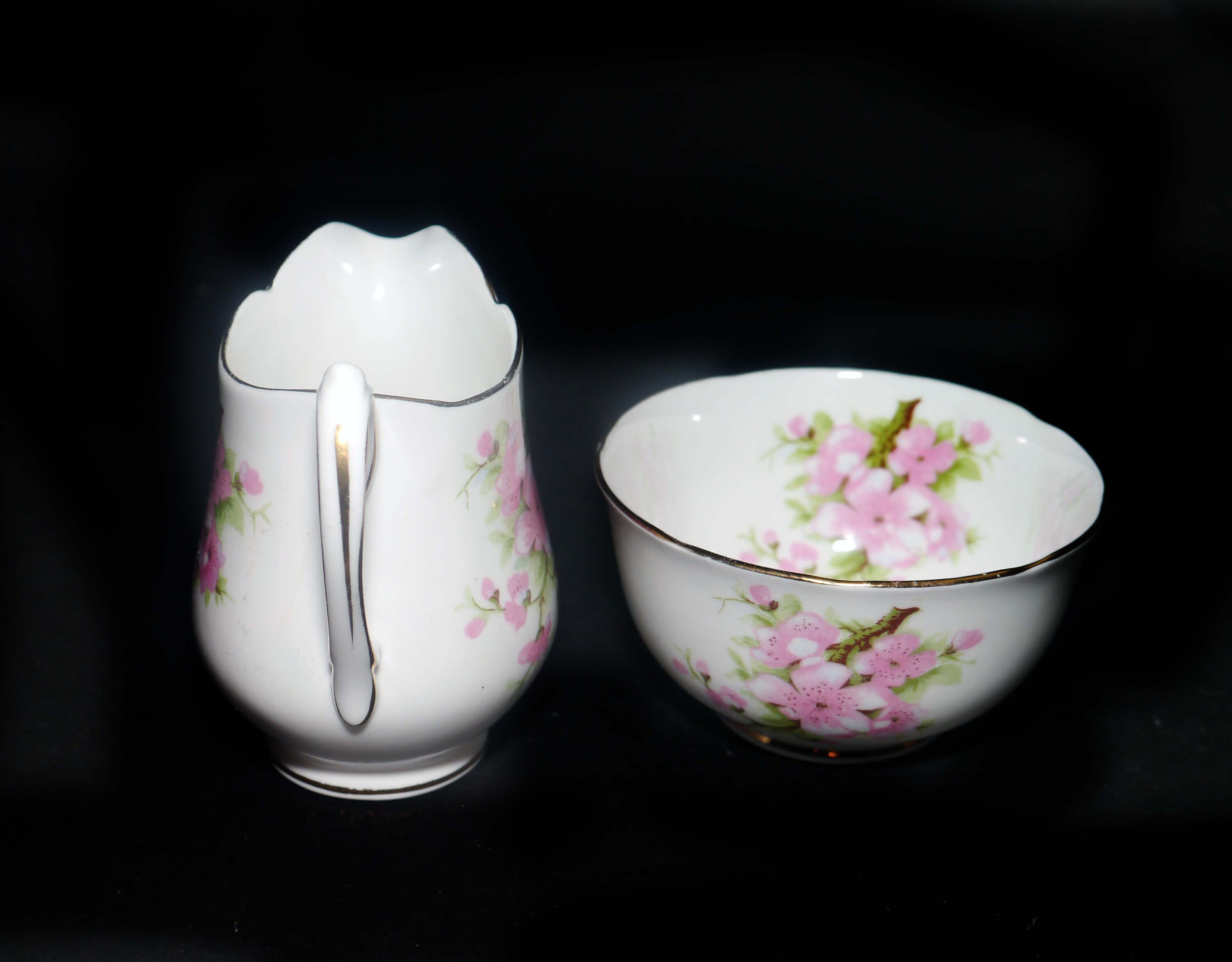 Melba Bone China creamer and open sugar bowl set made in England.