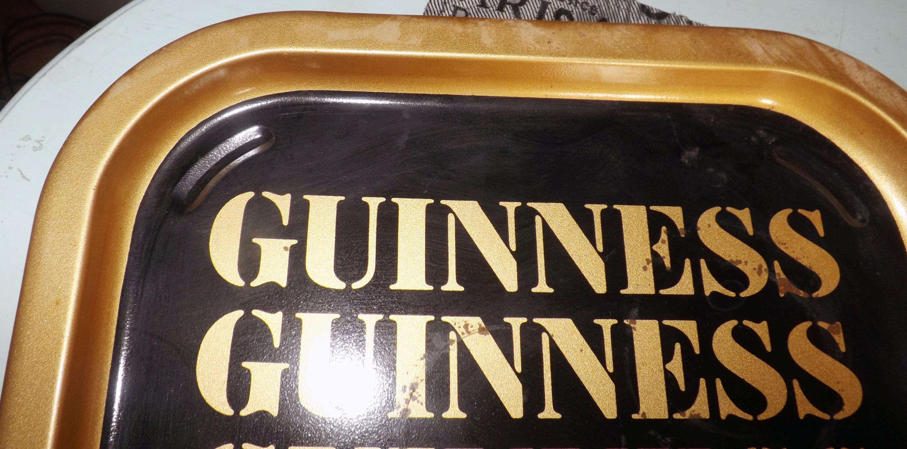 Vintage (1980s) Guinness square metal serving | bar tray. Black with ...