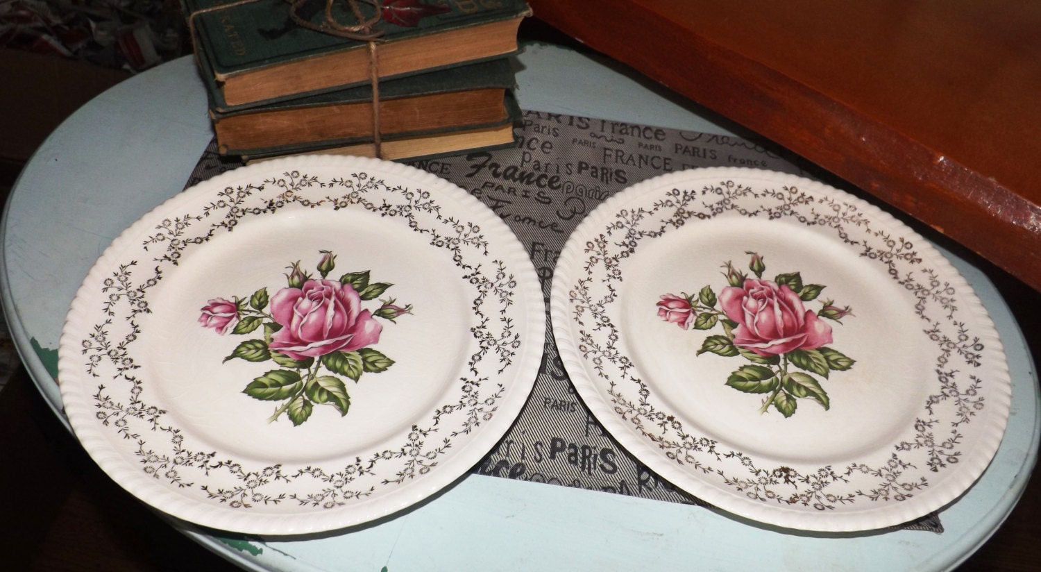 PAIR of early mid-century (1940s) British Empire Ware Rosebud dinner ...