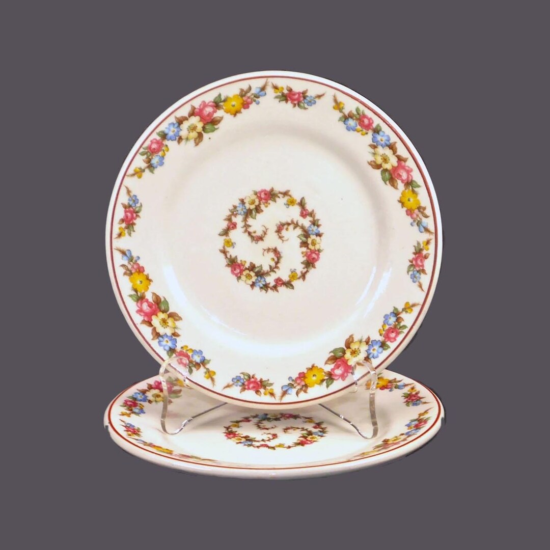 Vintage Grindley York Dessert Plates: Floral Vitrified Hotelware ...
