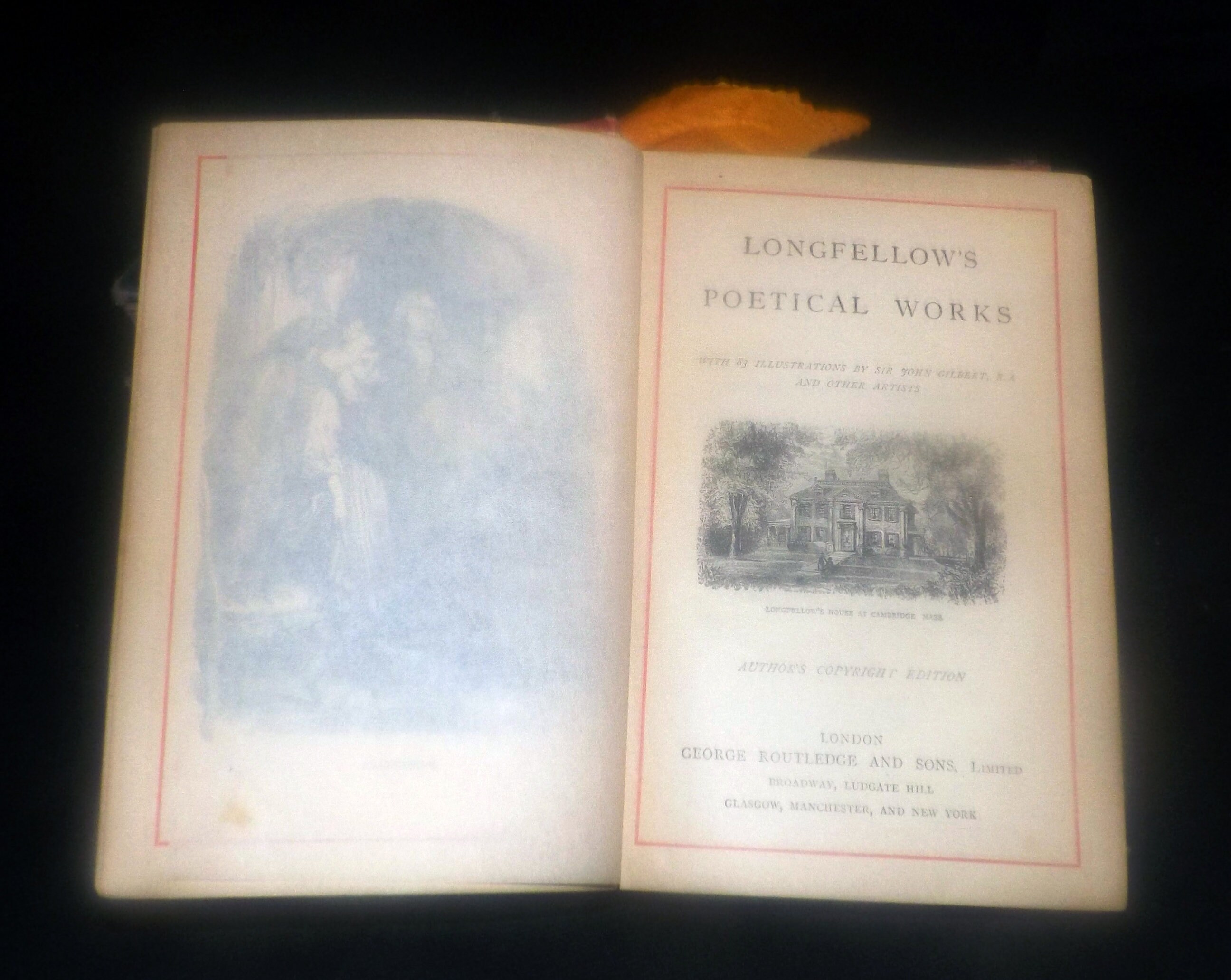 Victorian era hardcover poetry book Longfellow's Poetical Works. Author ...