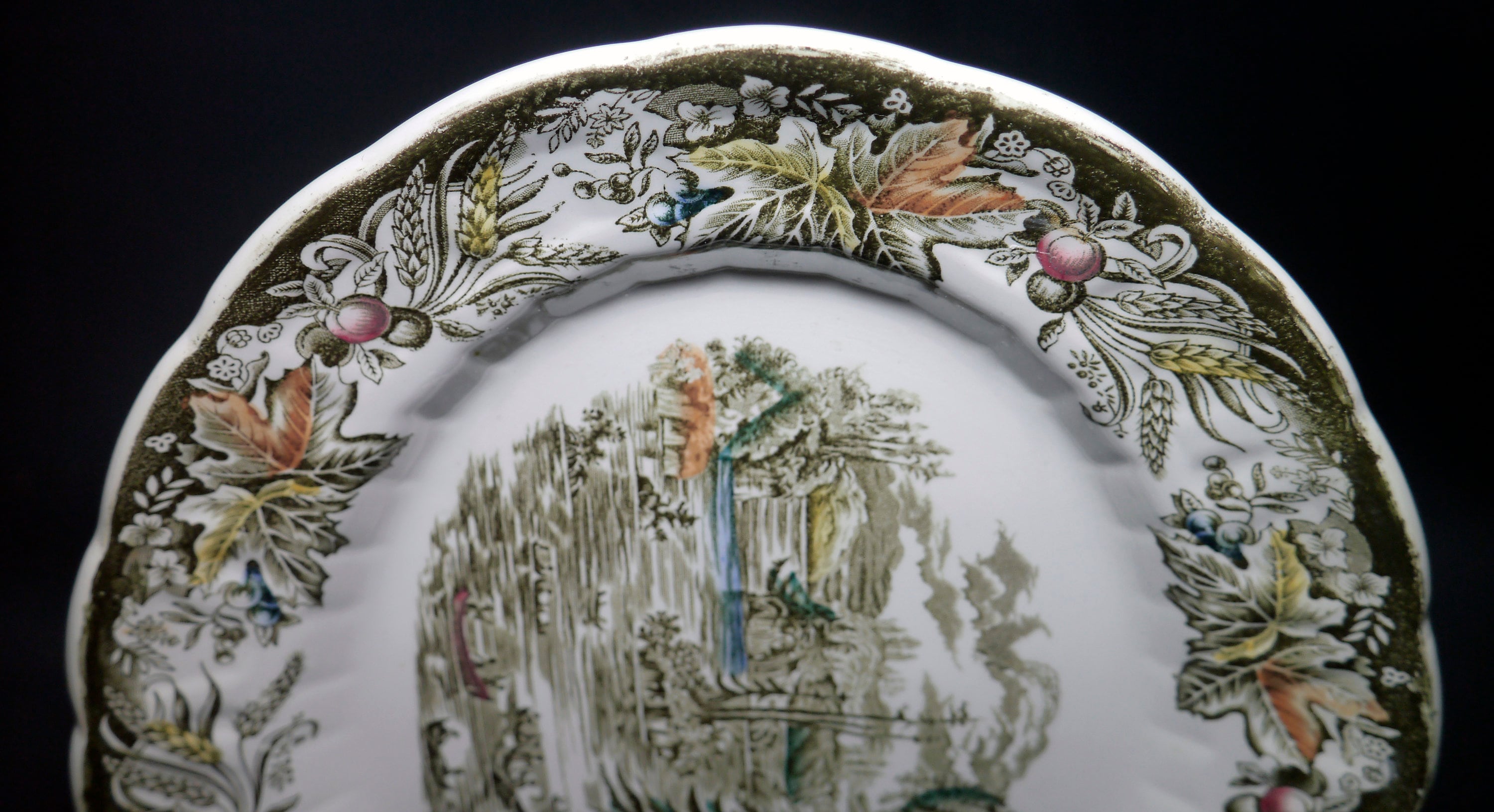 Vintage Ridgway Heritage Multicolor Green Canadian Scenes transferware ...