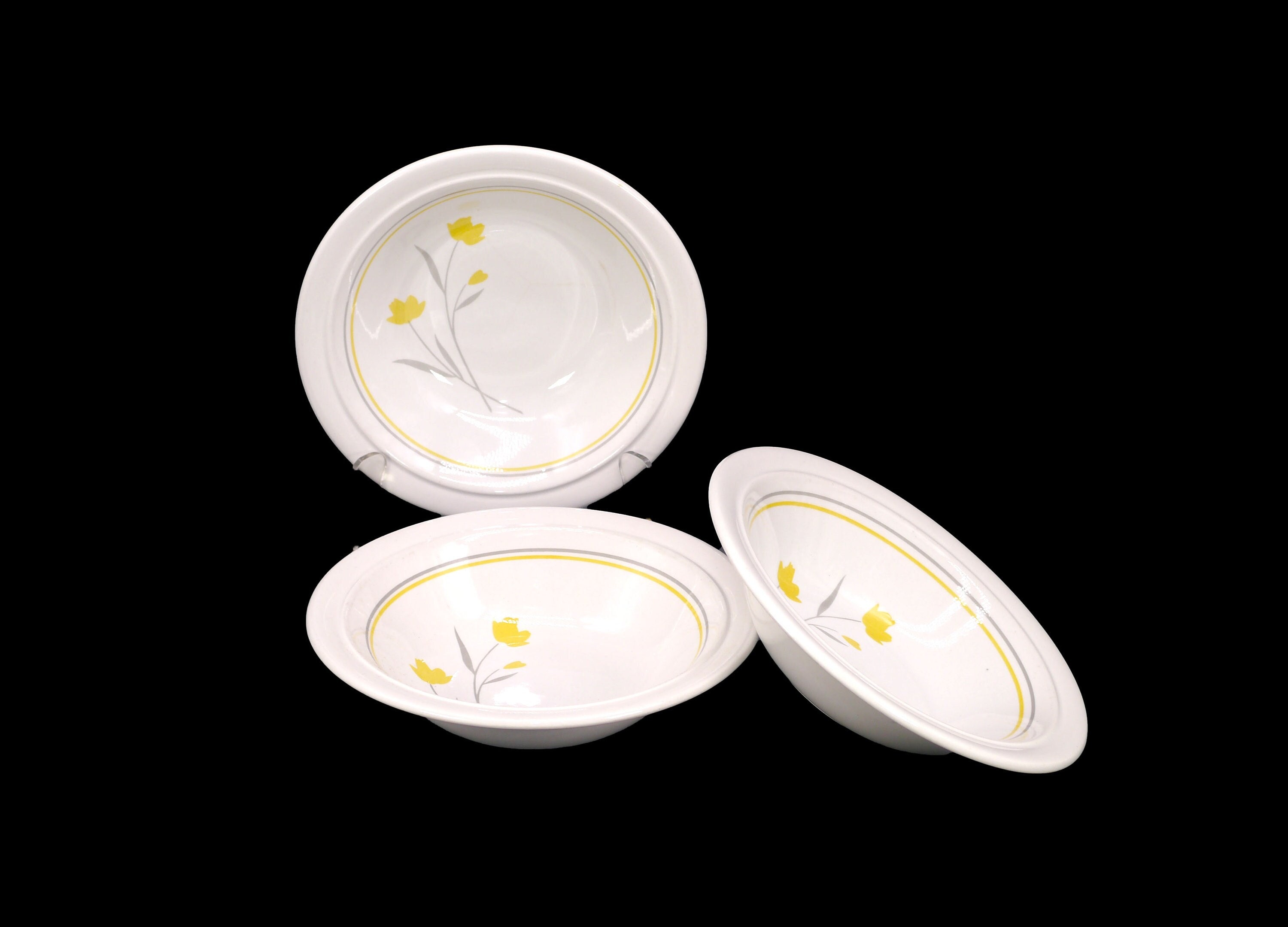 Three Kilncraft Coloroll fruit nappies, dessert bowls made in England.