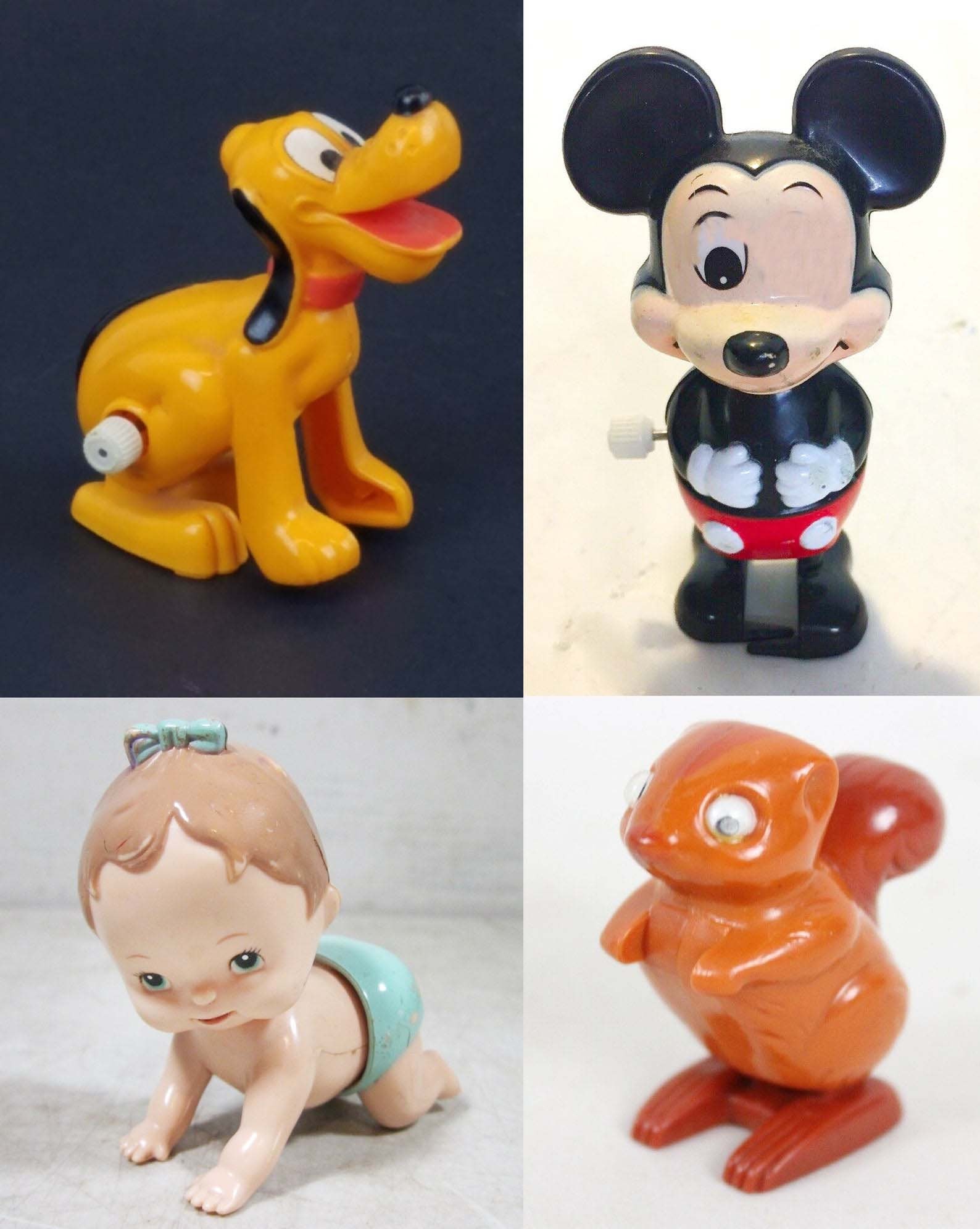 Set of four vintage (1977) Walt Disney | Tomy wind-up toys made in Taiwan.