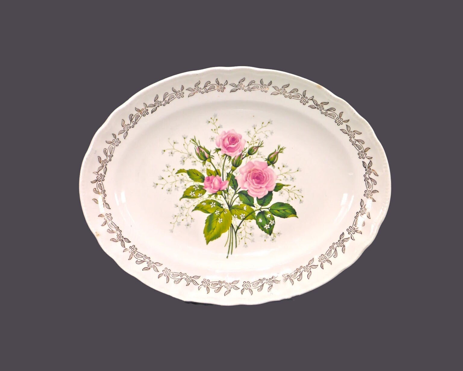 Sovereign Potters Jubilee Rose oval meat or vegetable serving platter ...