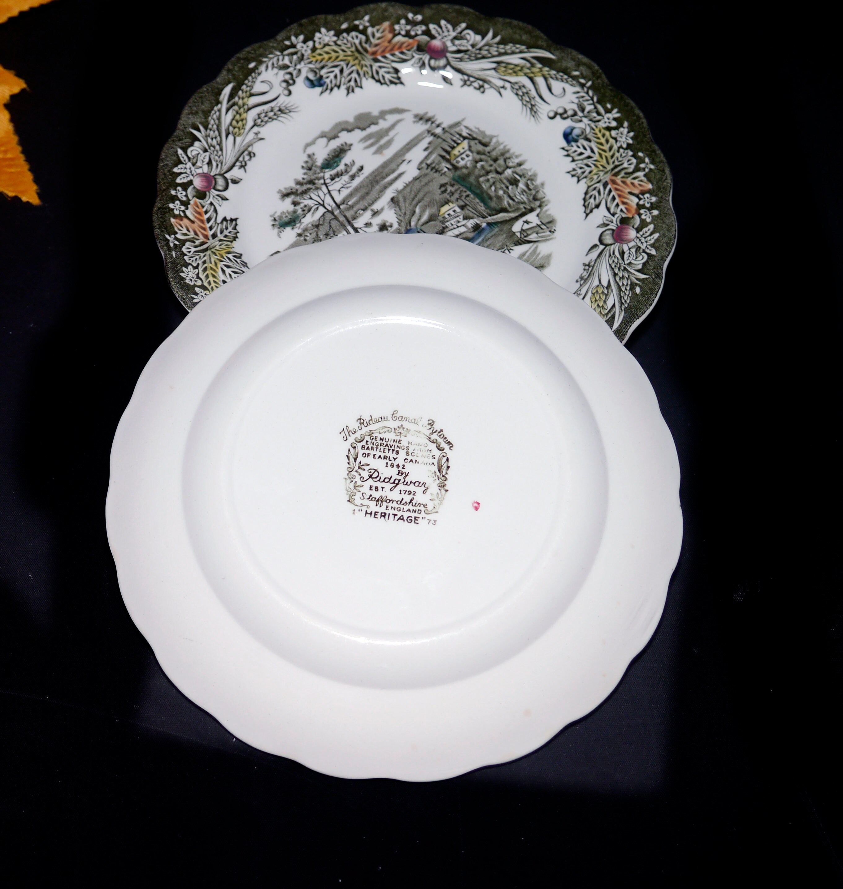 Vintage Ridgway Heritage Multicolor Green Canadian Scenes transferware ...