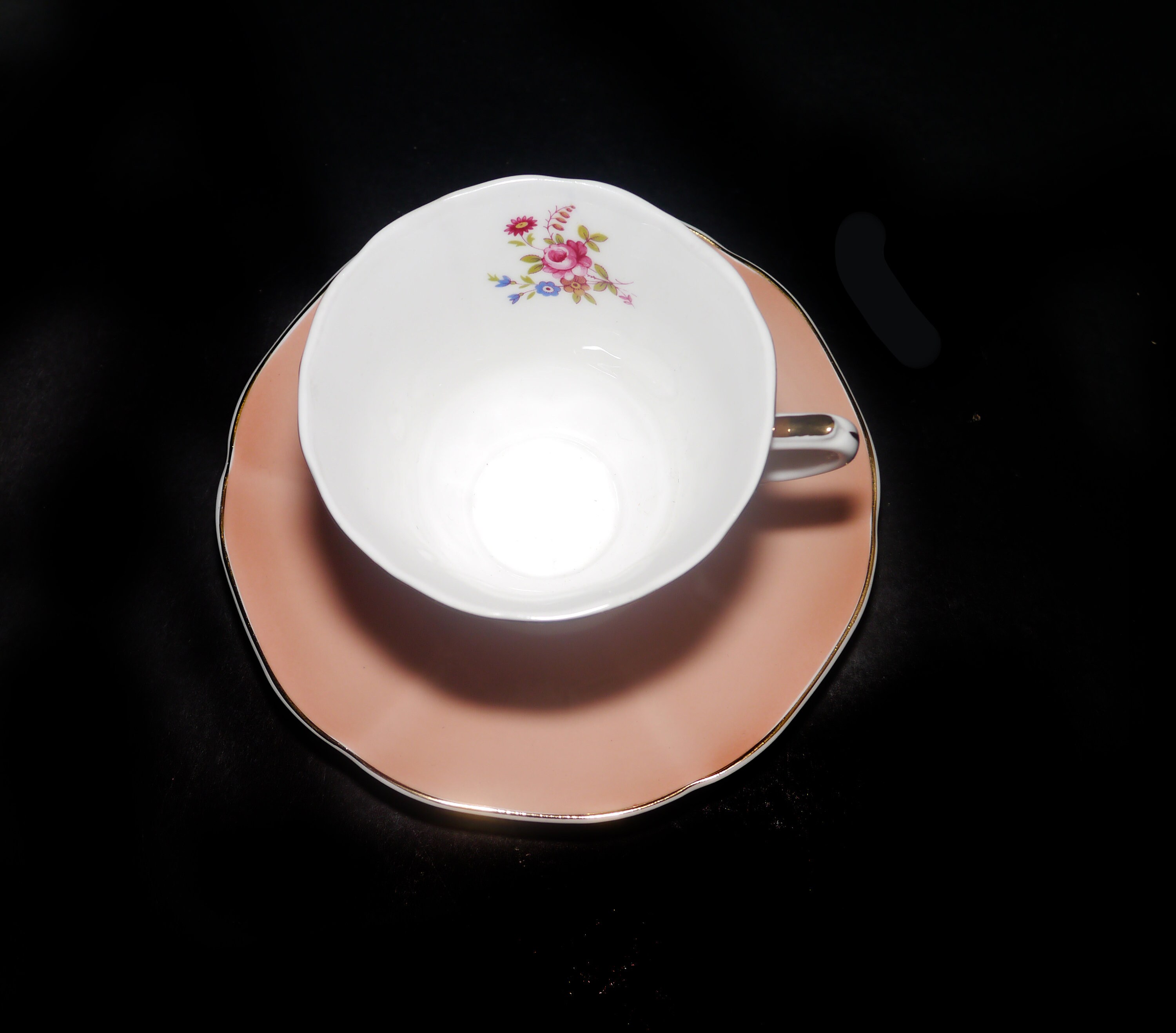 Susie Cooper cup and saucer set. Bone china made in England. Peach with ...