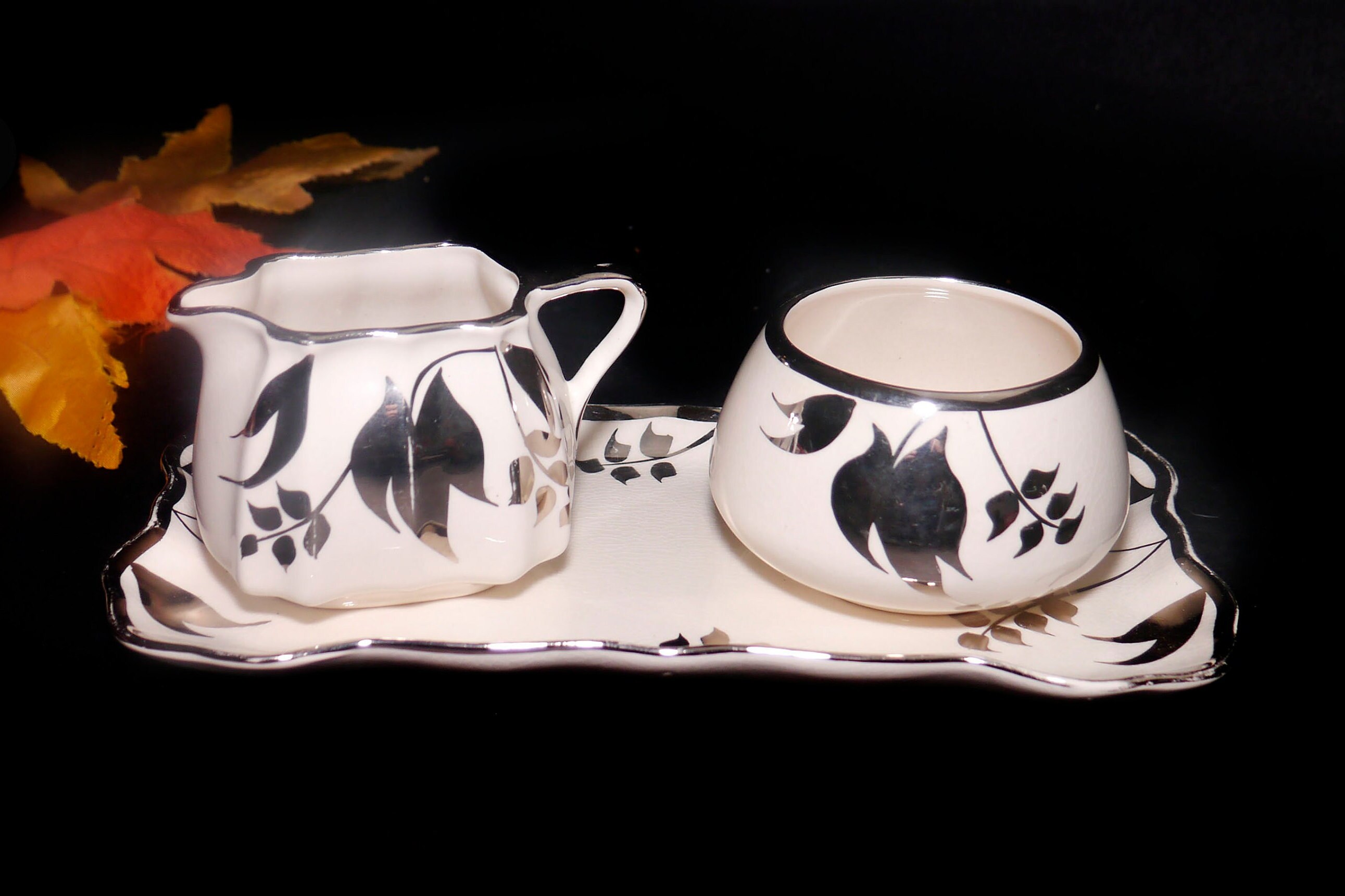 Lancaster Sandland | Sandland Ware silver luster creamer. sugar bowl ...