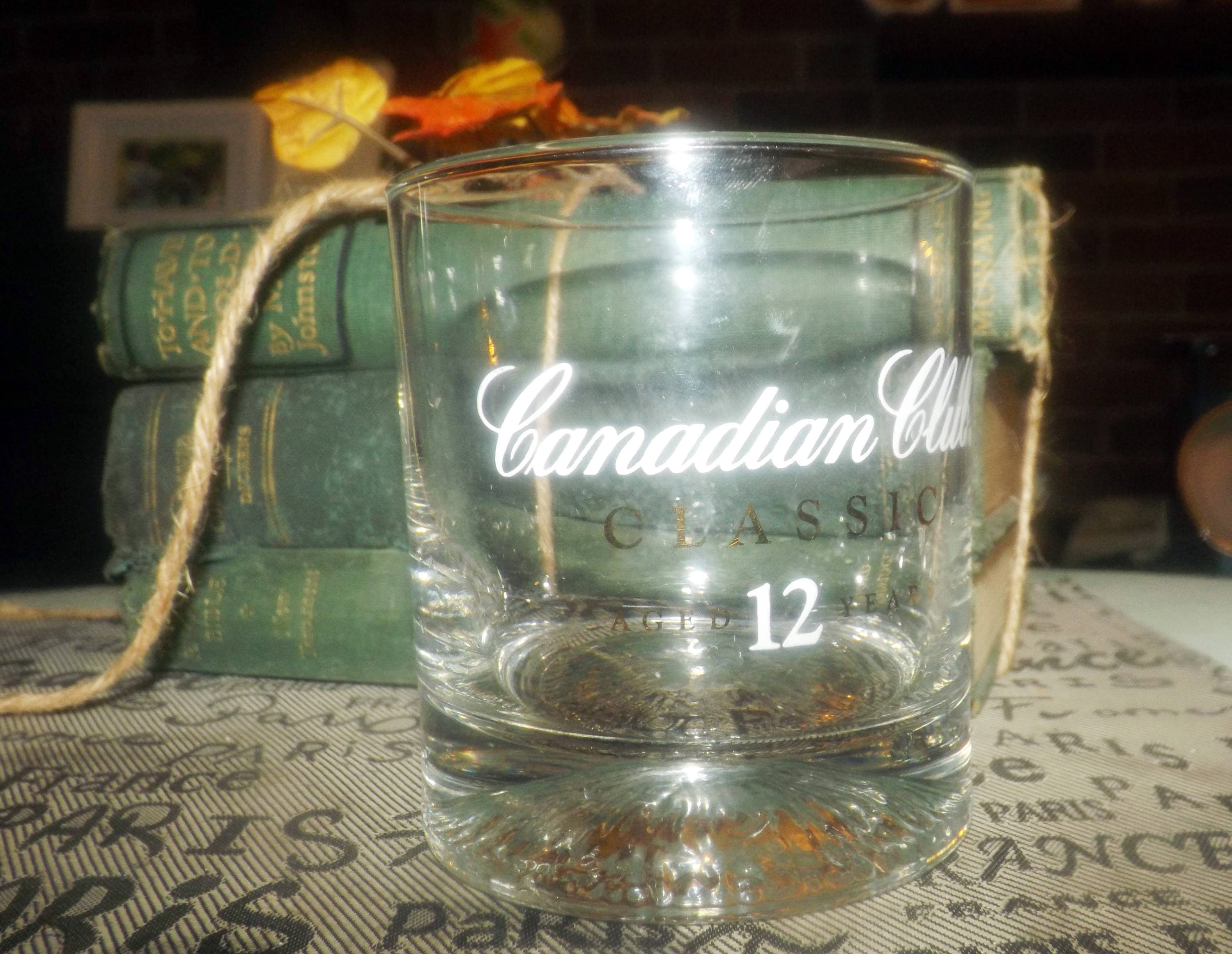 Vintage (1990) Canadian Club Classic weighted-base, etched-glass logo ...