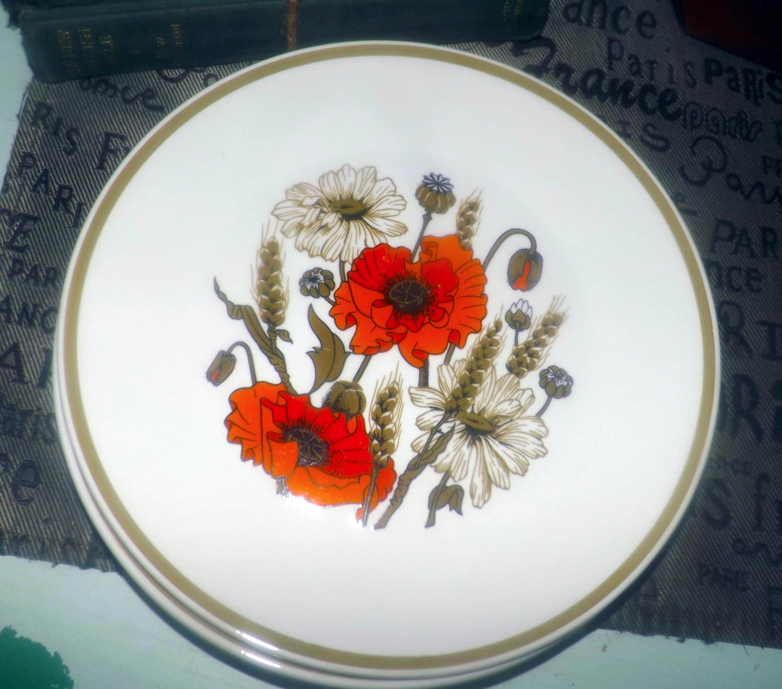 Vintage (1960s) J&G Meakin Poppy salad or side plate. Retro flower ...