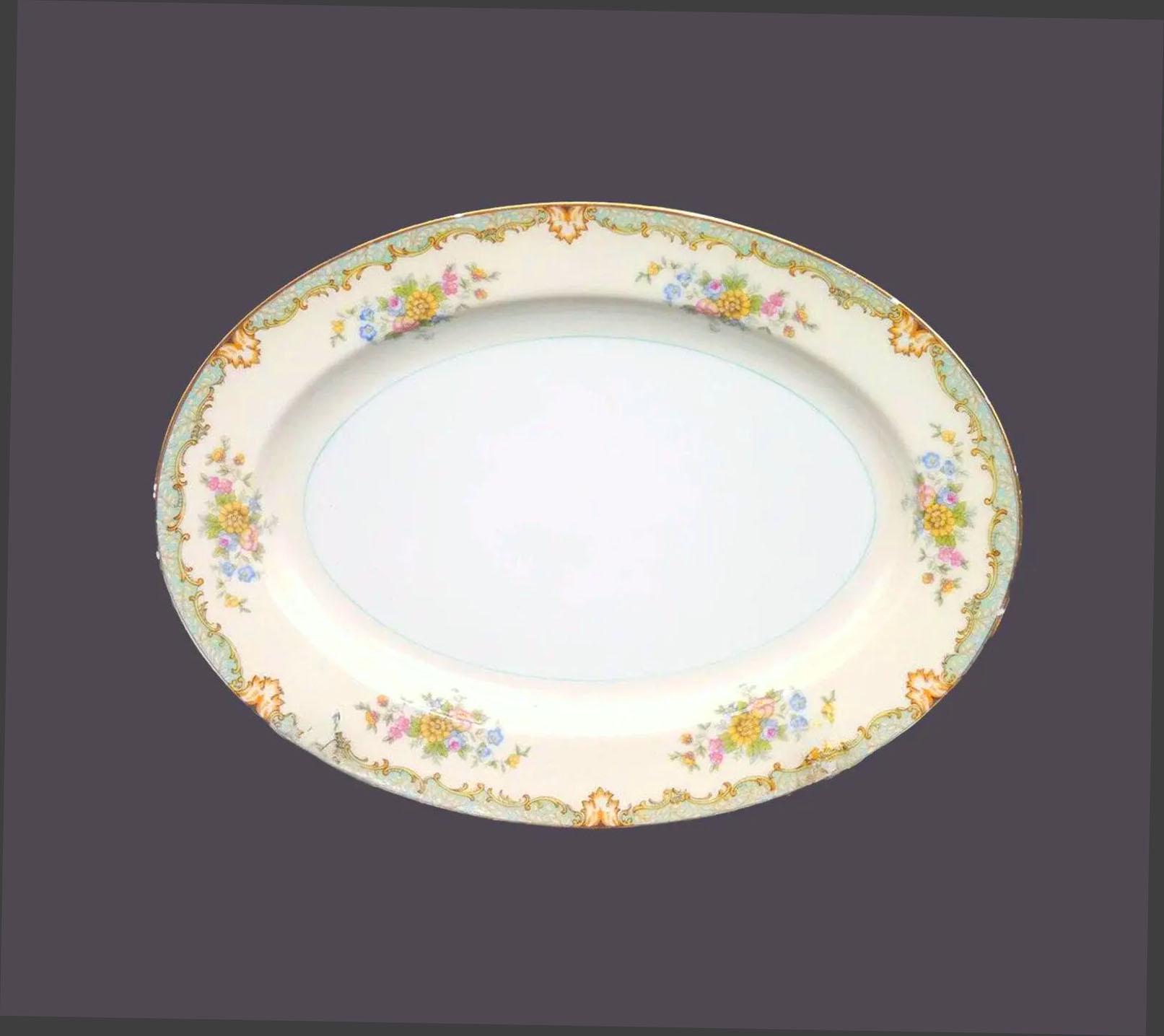 Noritake hand-painted Nippon Lanare oval platter made in Japan. Green ...
