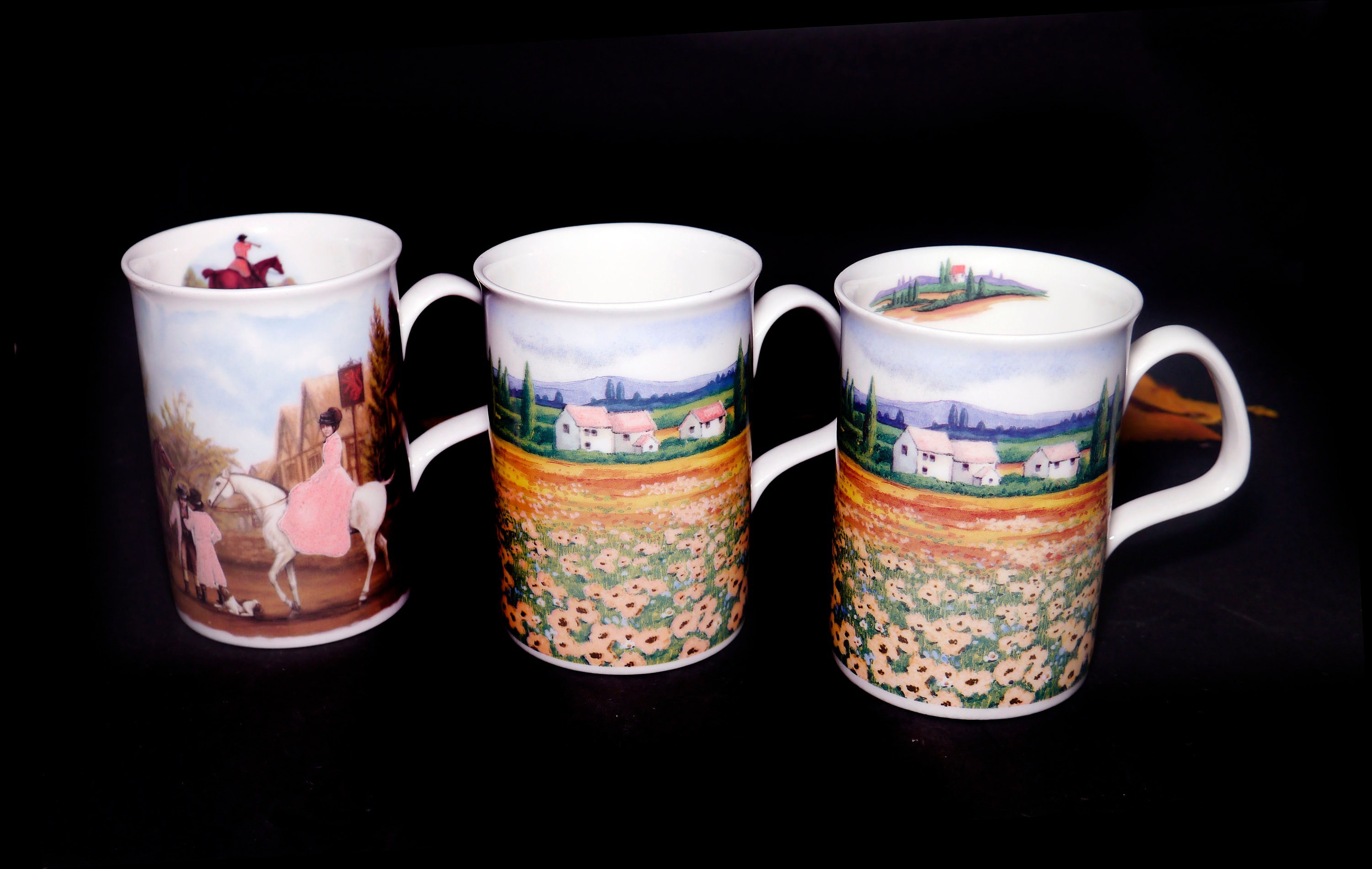 Set of three Roy Kirkham Tally Ho and Tuscany bone china coffee or tea ...