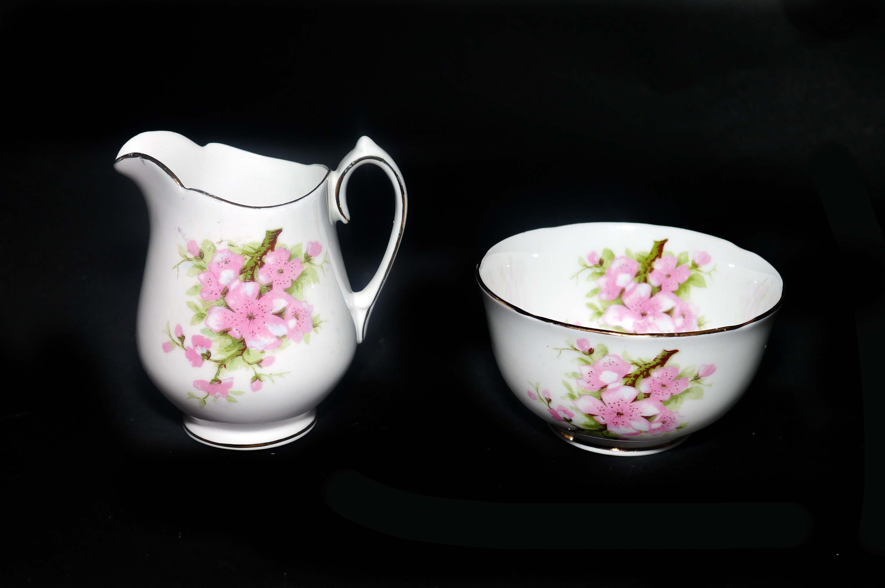 Melba Bone China creamer and open sugar bowl set made in England.