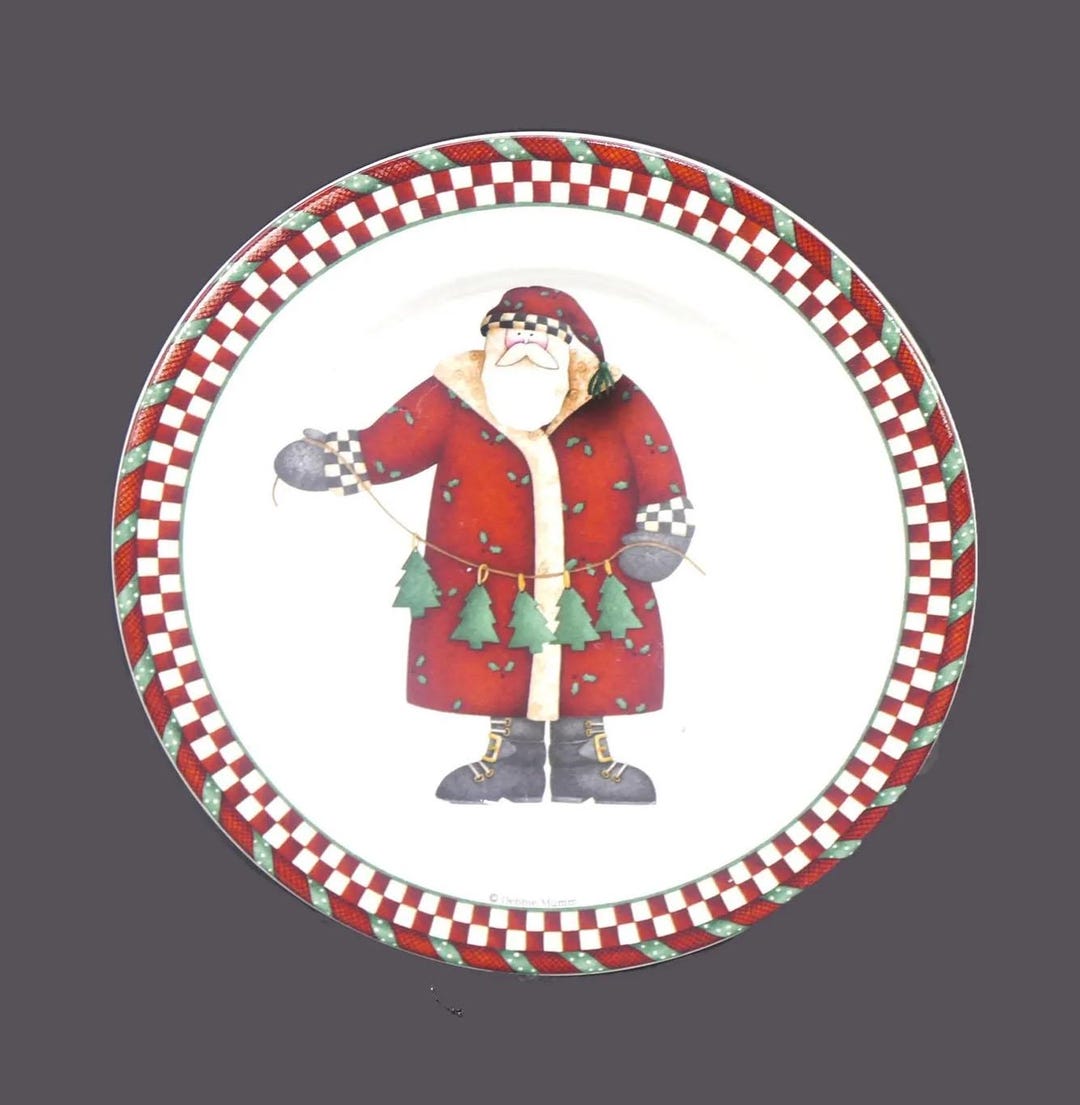 Vintage Sakura Santa's Spirit Stoneware Christmas Salad Plate. Debbie ...
