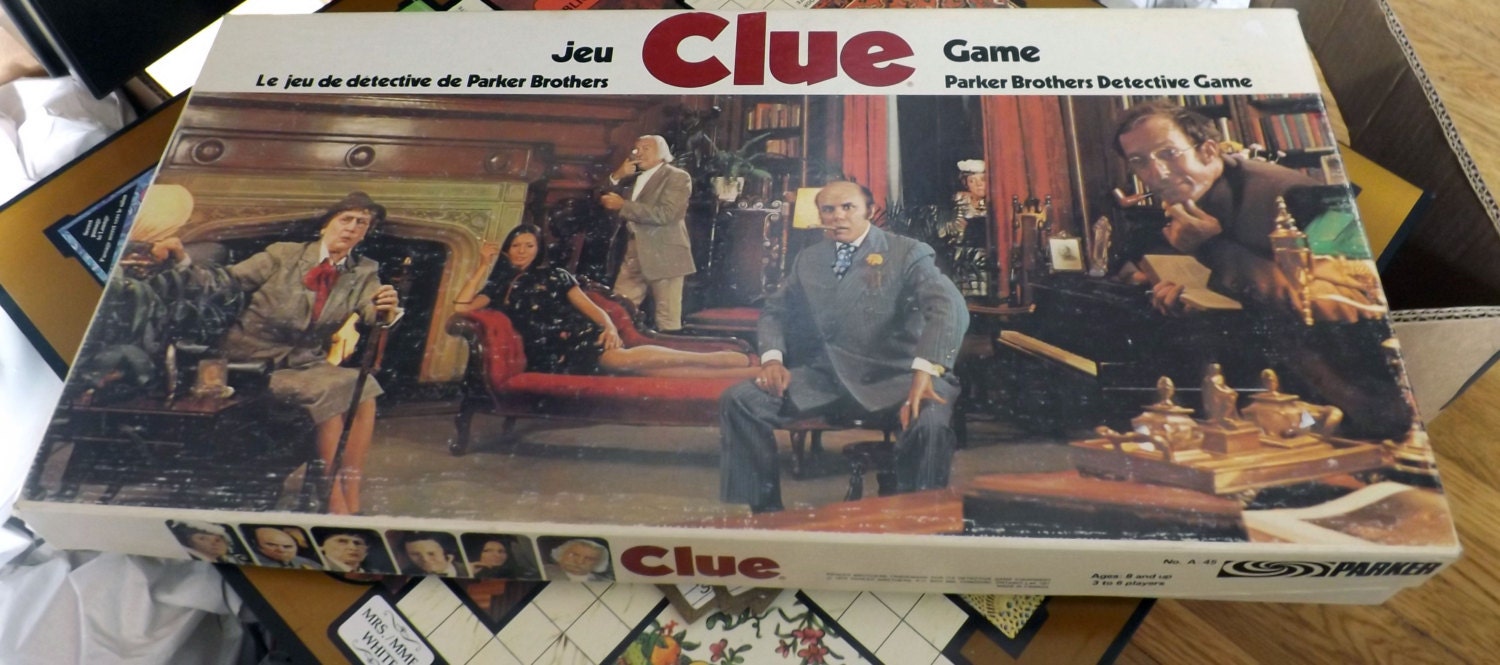 Clue board game. Vintage 1972 by Parker Bros. Game pieces in good ...