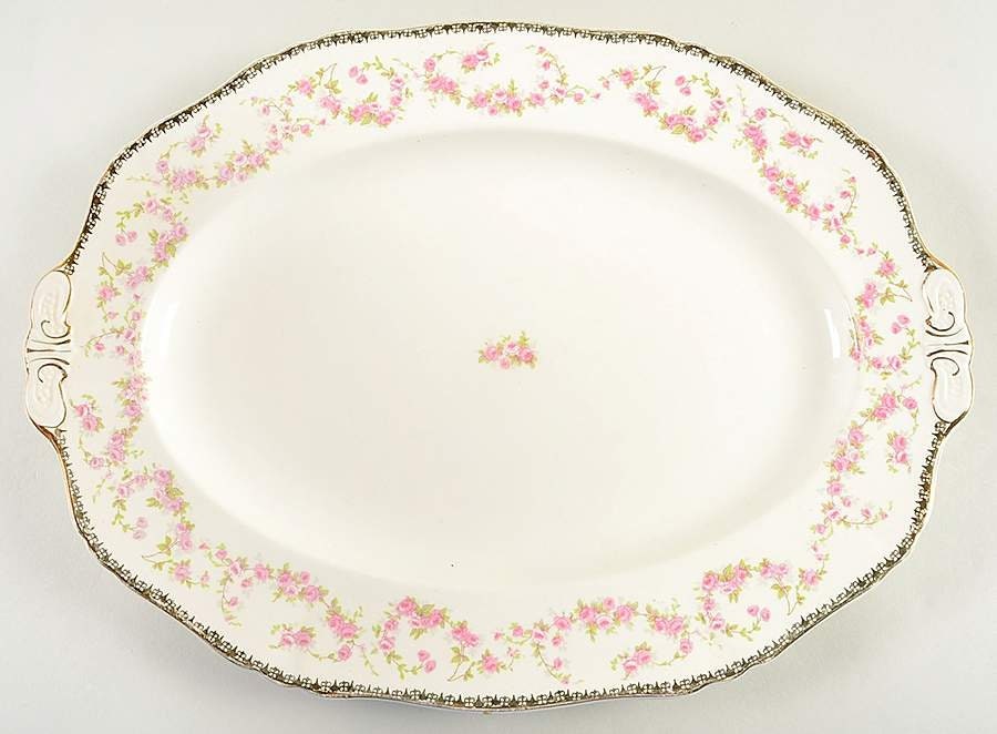 Alfred Meakin Harmony Rose oval lugged vegetable platter made in England.