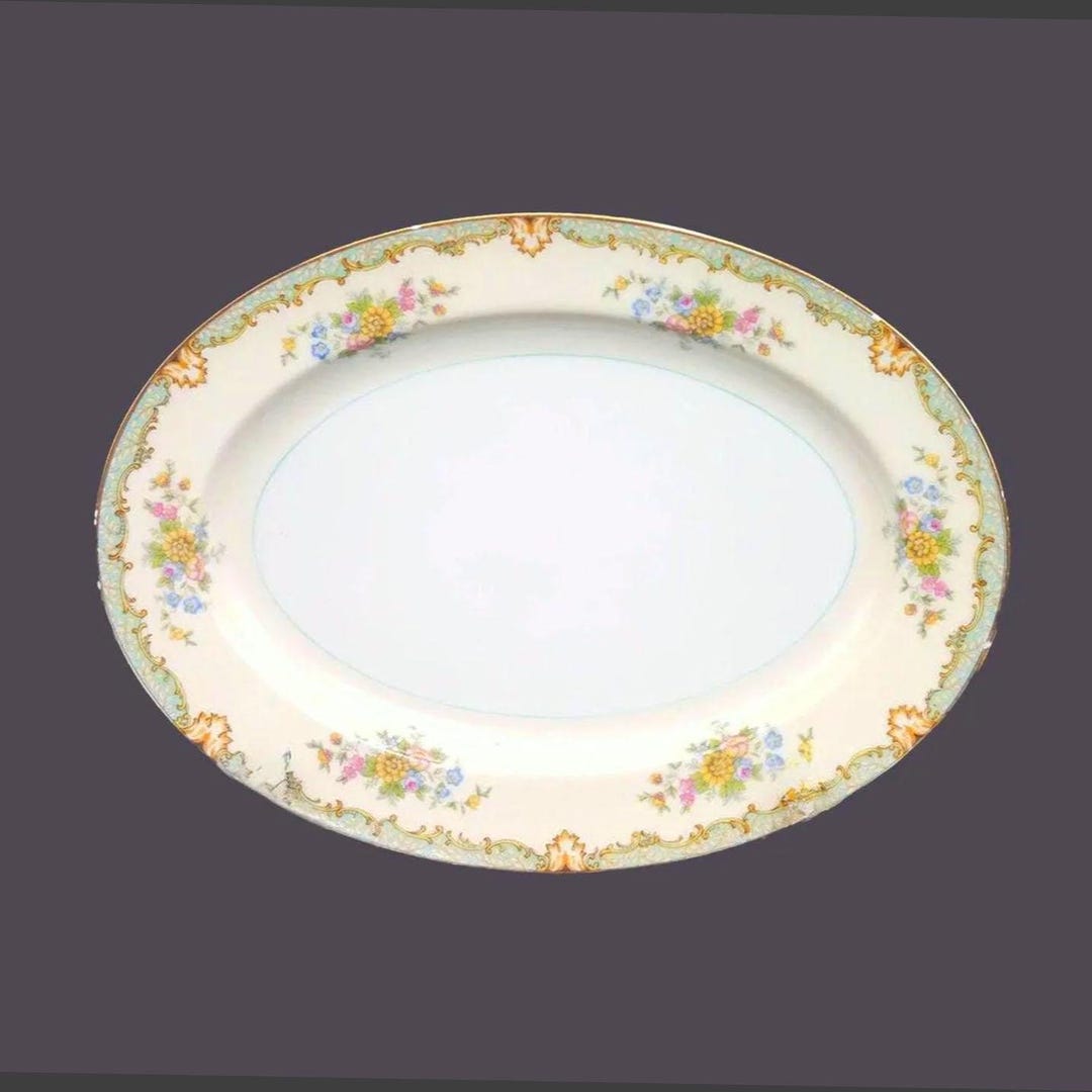 Vintage Noritake Morimura Lanare Oval Platter. Green Verge. Hand ...
