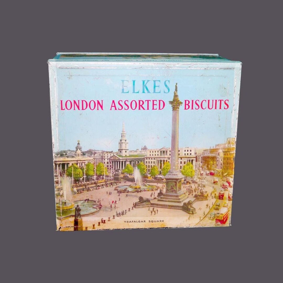 Vintage Elke's London Assorted Biscuits British Landmarks Square Cookie ...