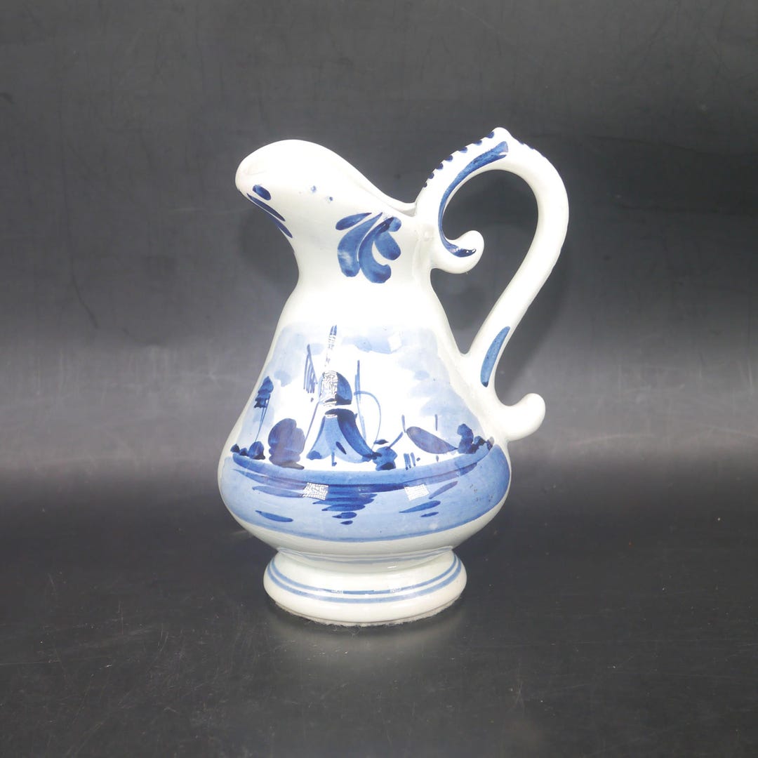 Vintage Delft Jug Made in the Netherlands. Traditional Windmill ...