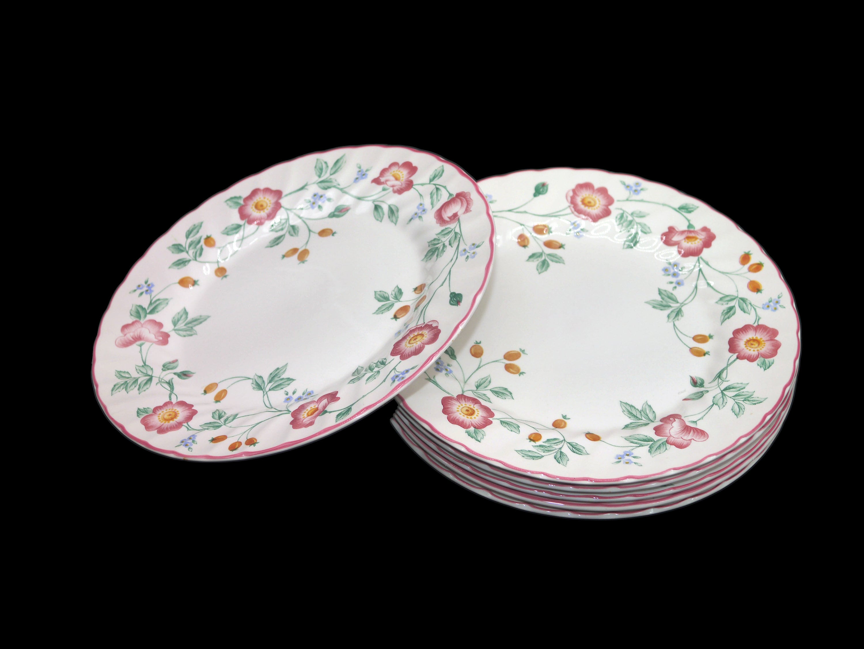 Churchill China Briar Rose dinner plate made in England. Pink trim ...