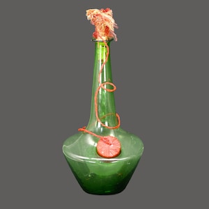Mid-century Italy Green Glass Fiasco Wine Bottle Decanter With Ice Bulb ...