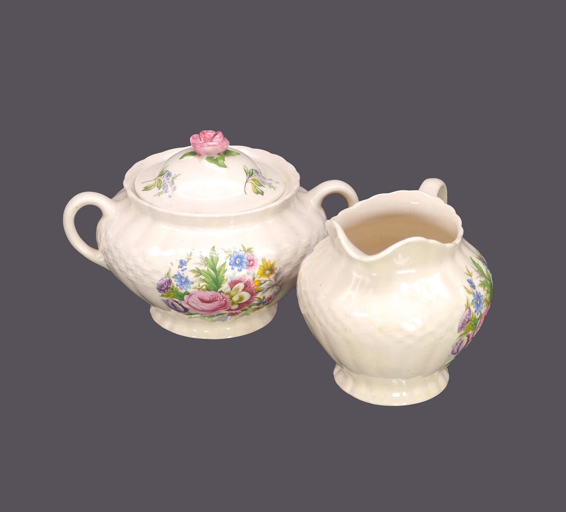 Vintage Simpsons Potters SIM18 Creamer and Covered Sugar Bowl Set Made ...