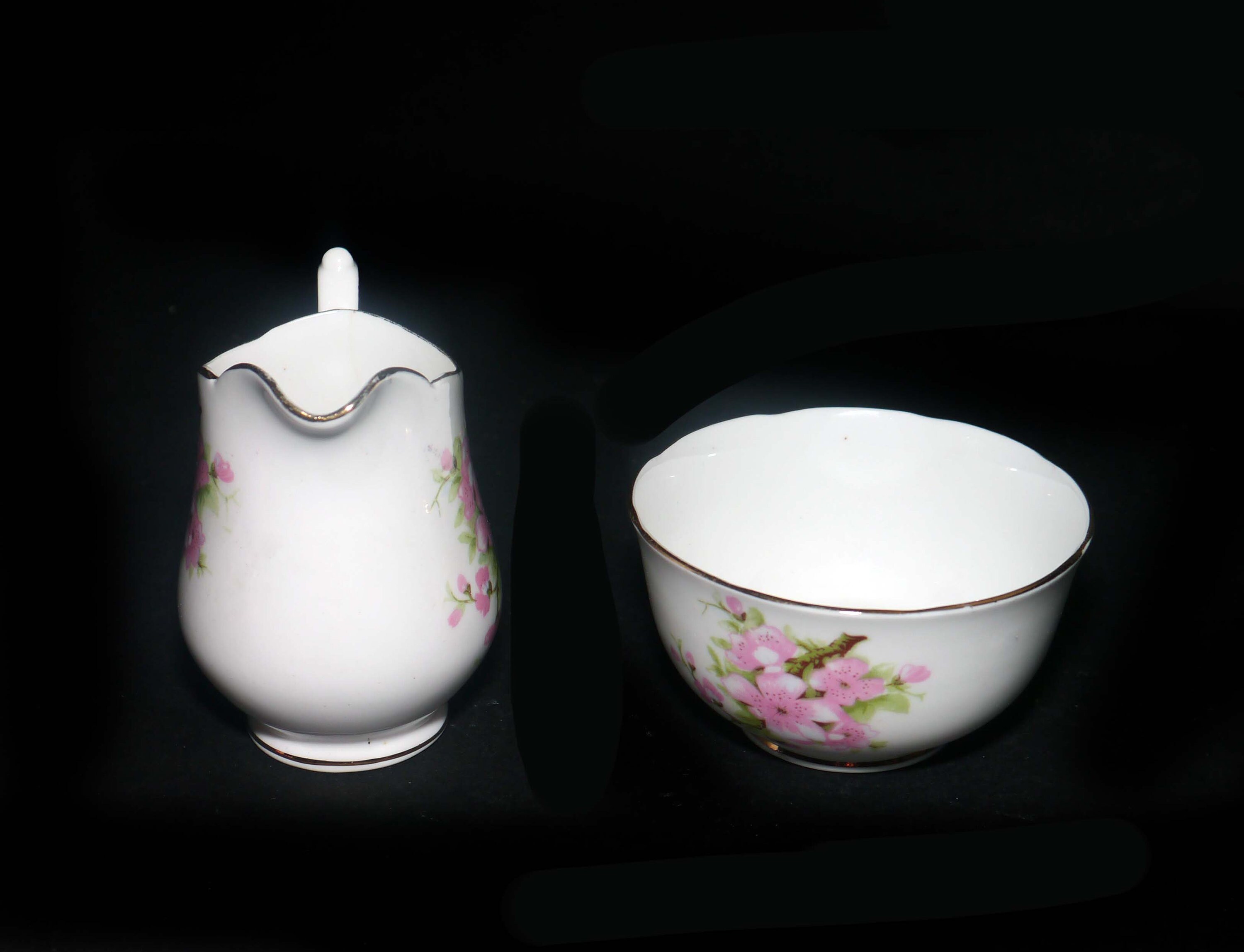 Melba Bone China creamer and open sugar bowl set made in England.