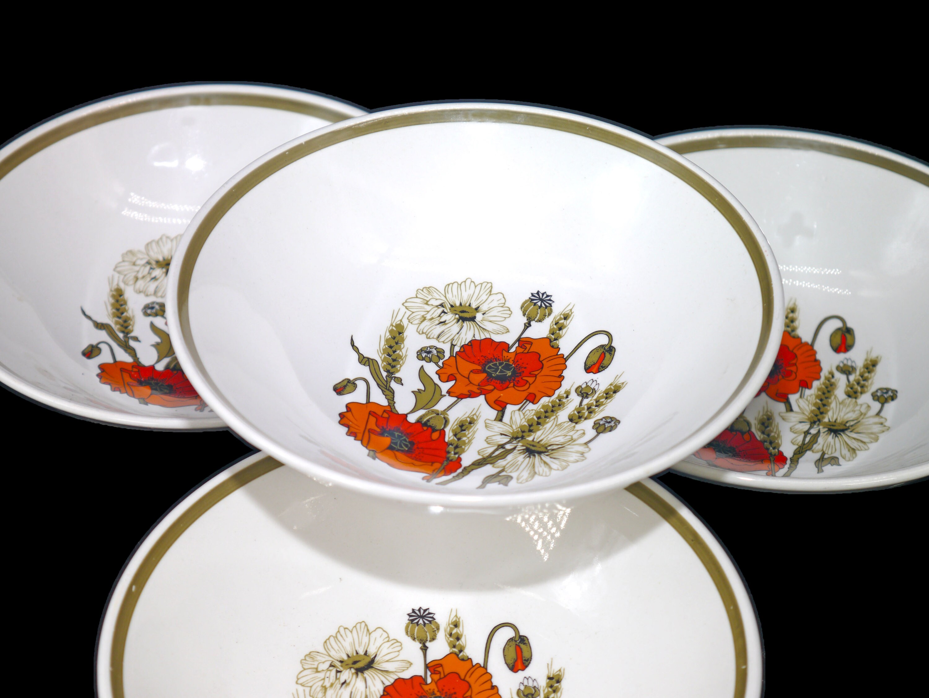 Set of J&G Meakin Poppy coupe cereal bowls. Studio Line ironstone made ...